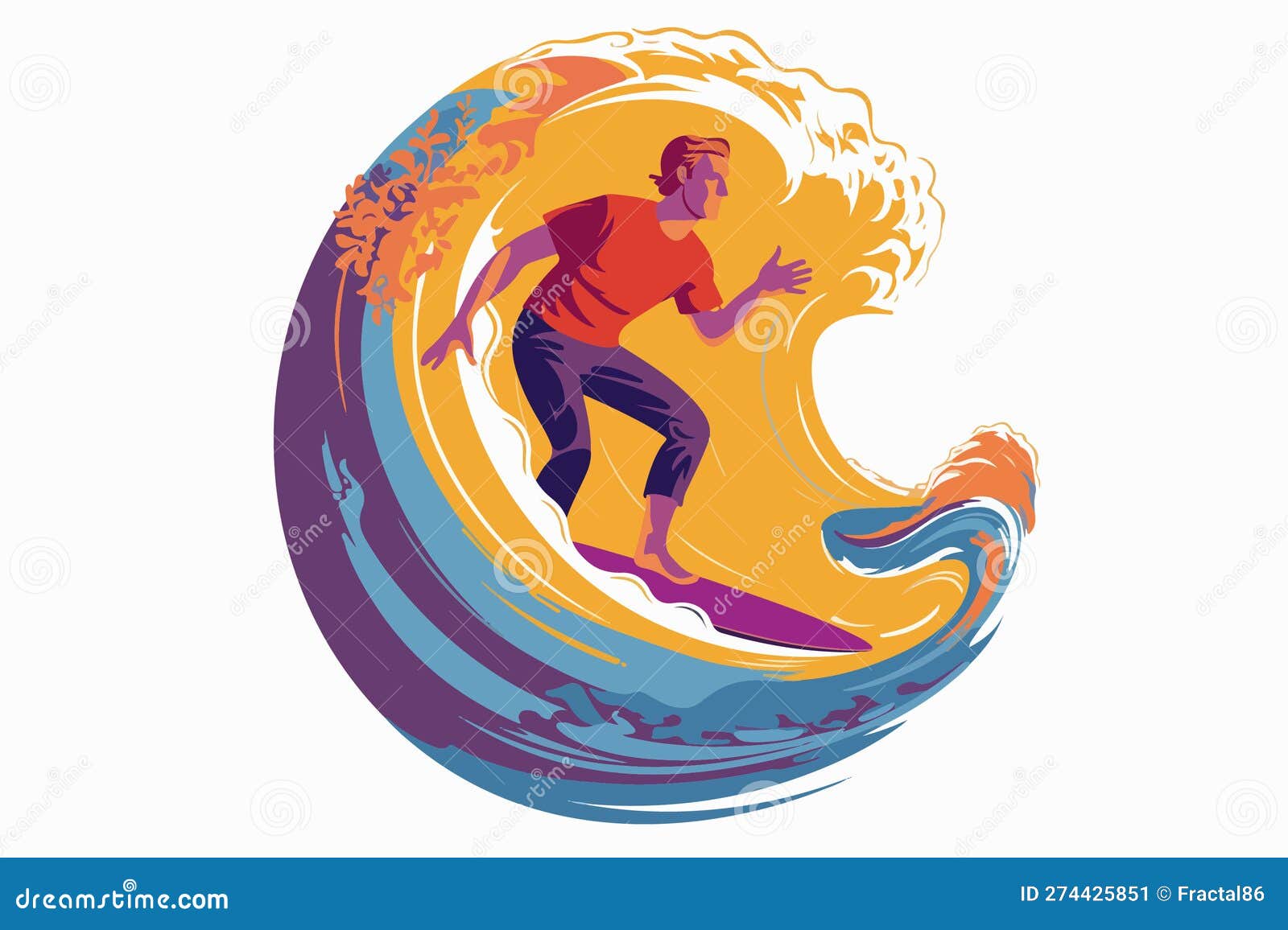 Surfer Vector Set. Vintage Elements And Labels | CartoonDealer.com ...
