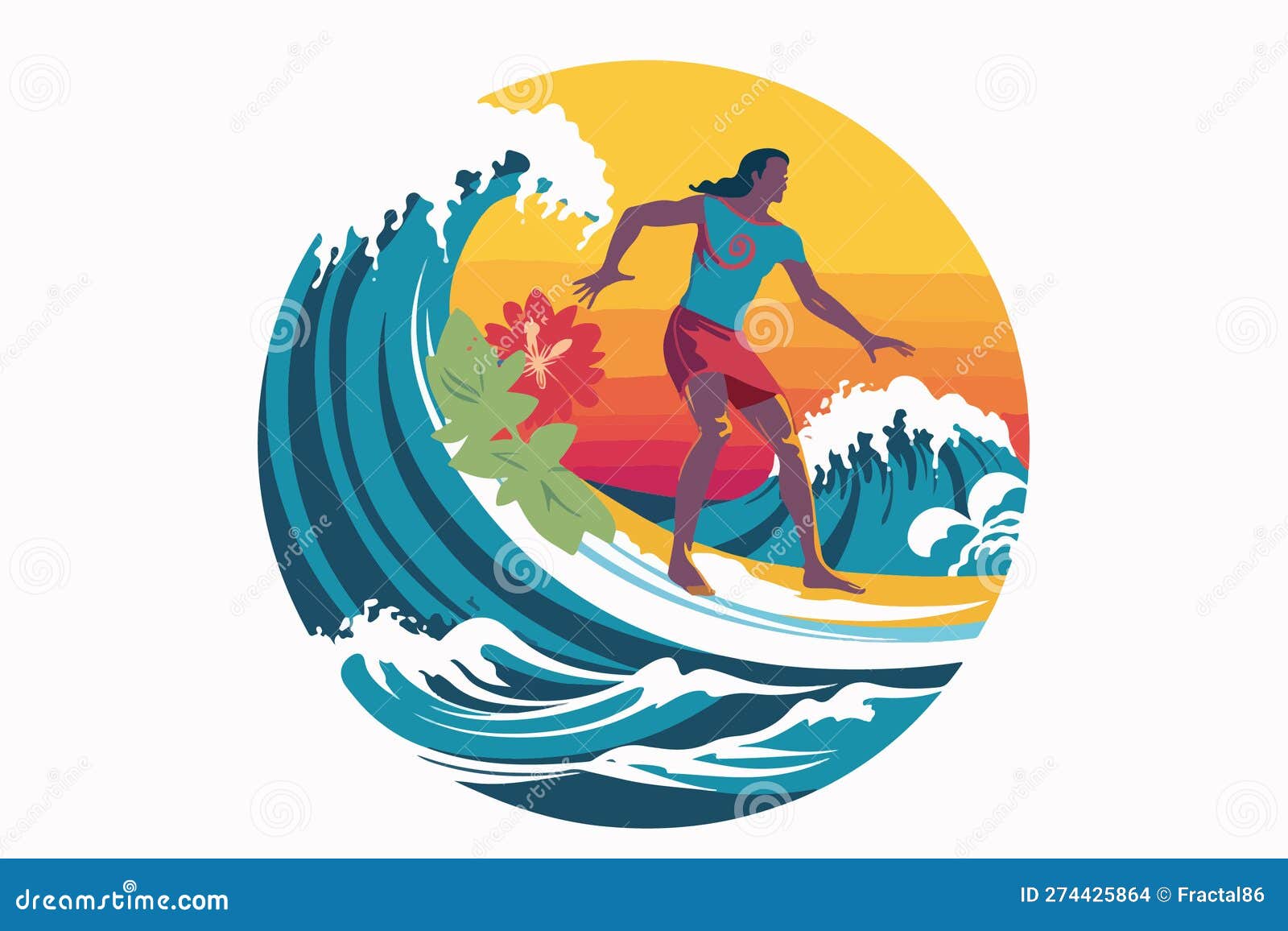 Surfer Vector Set. Vintage Elements And Labels | CartoonDealer.com ...