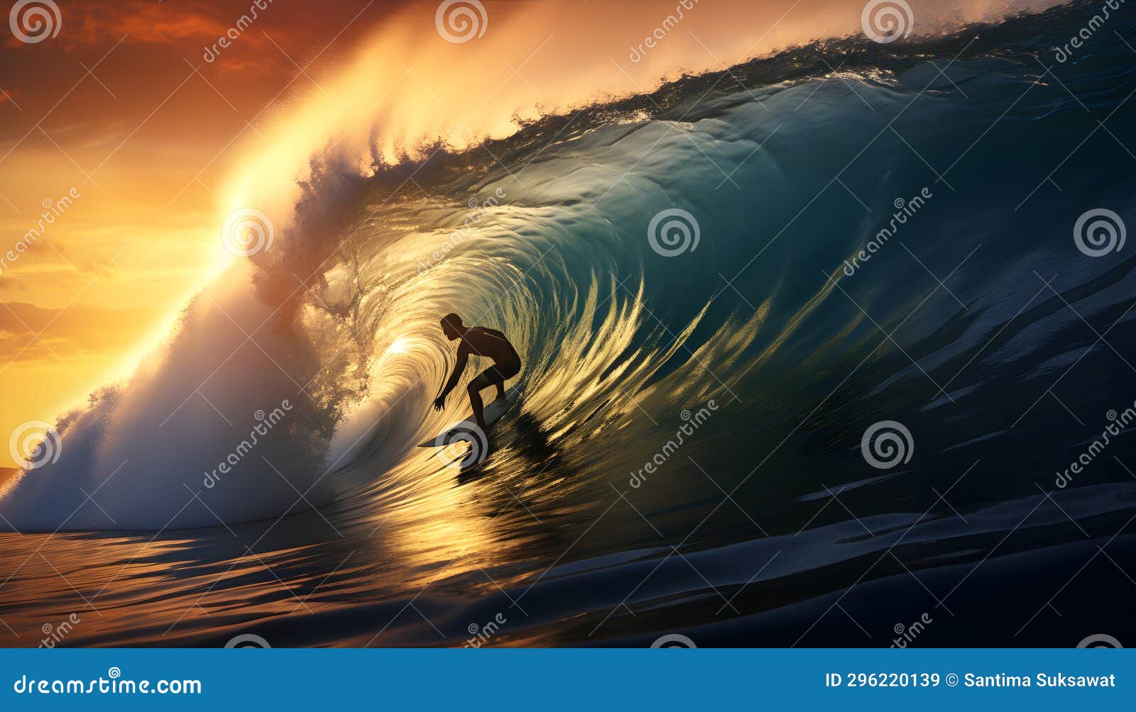 Surfer on wave stock illustration. Illustration of surfer - 296220139