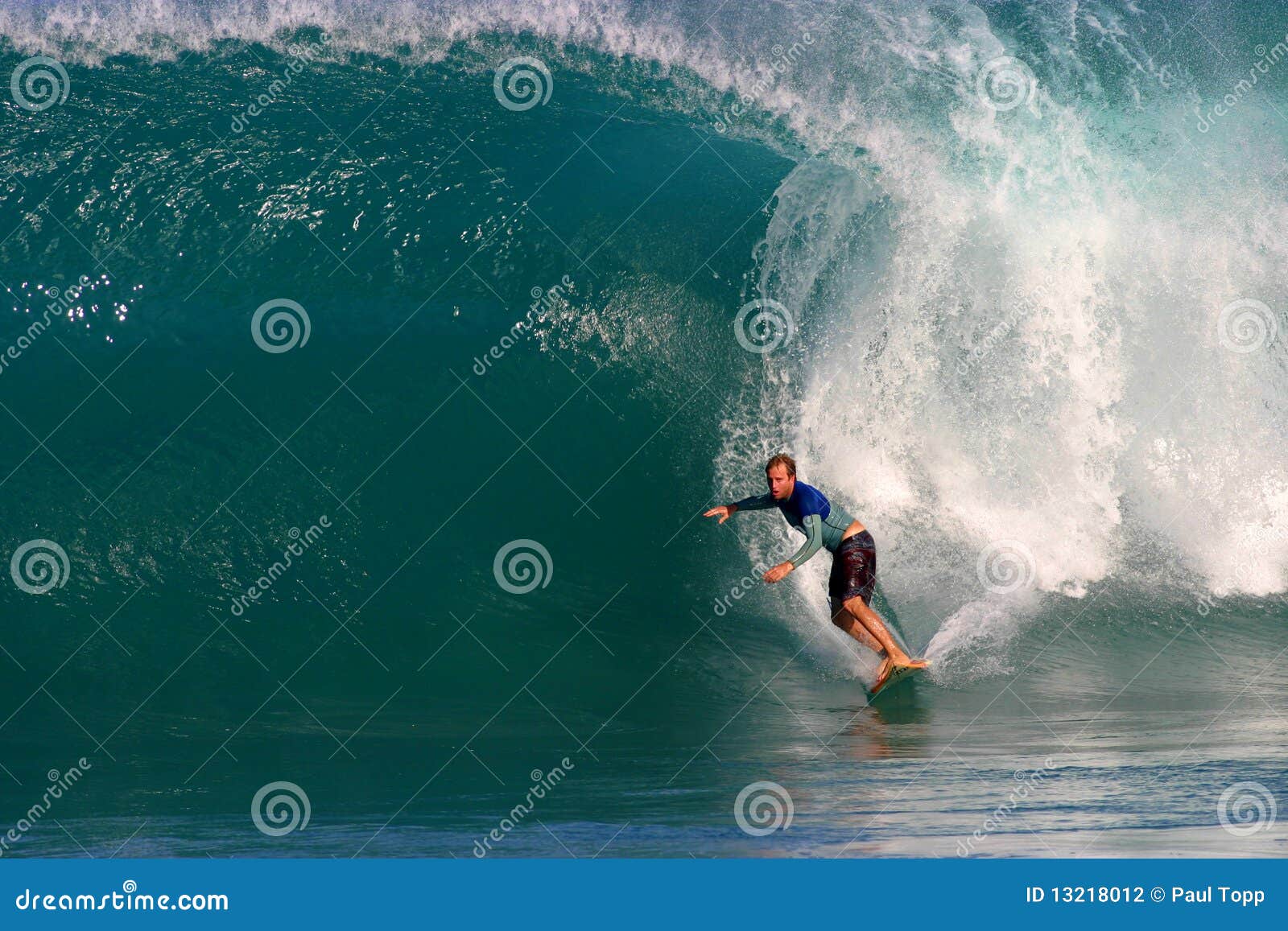 A Man Surfing a Blue Wave in Hawaii Editorial Photography - Image of ...