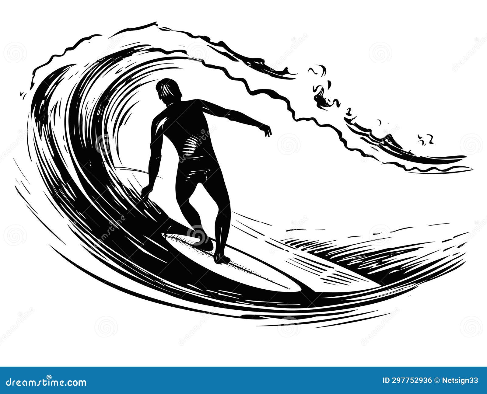 A Man Surfing on a Wave - Simple Black and White about Surfing Stock ...