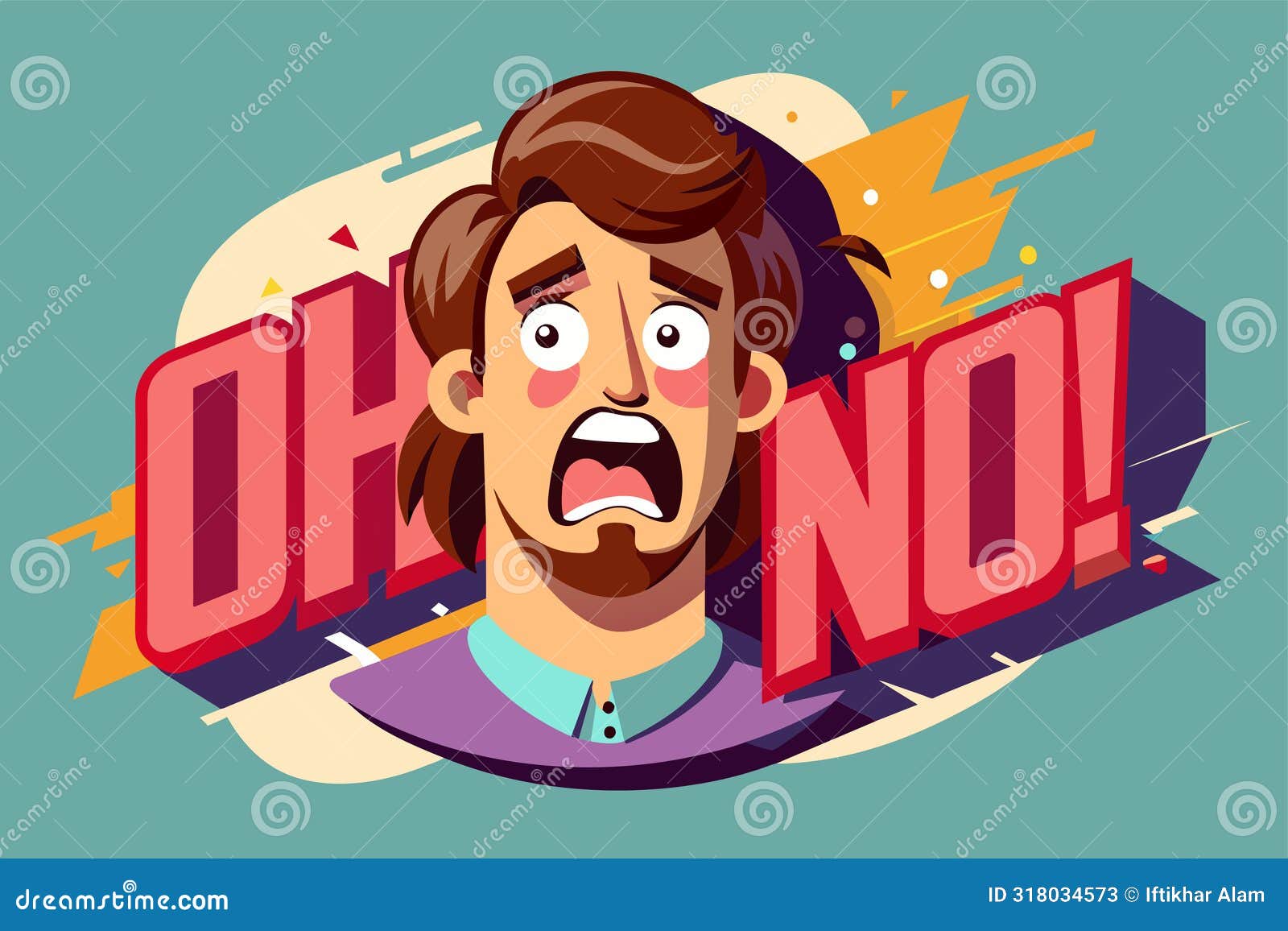 A Man with a Surprised Facial Expression, Oh No Customizable Semi Flat ...