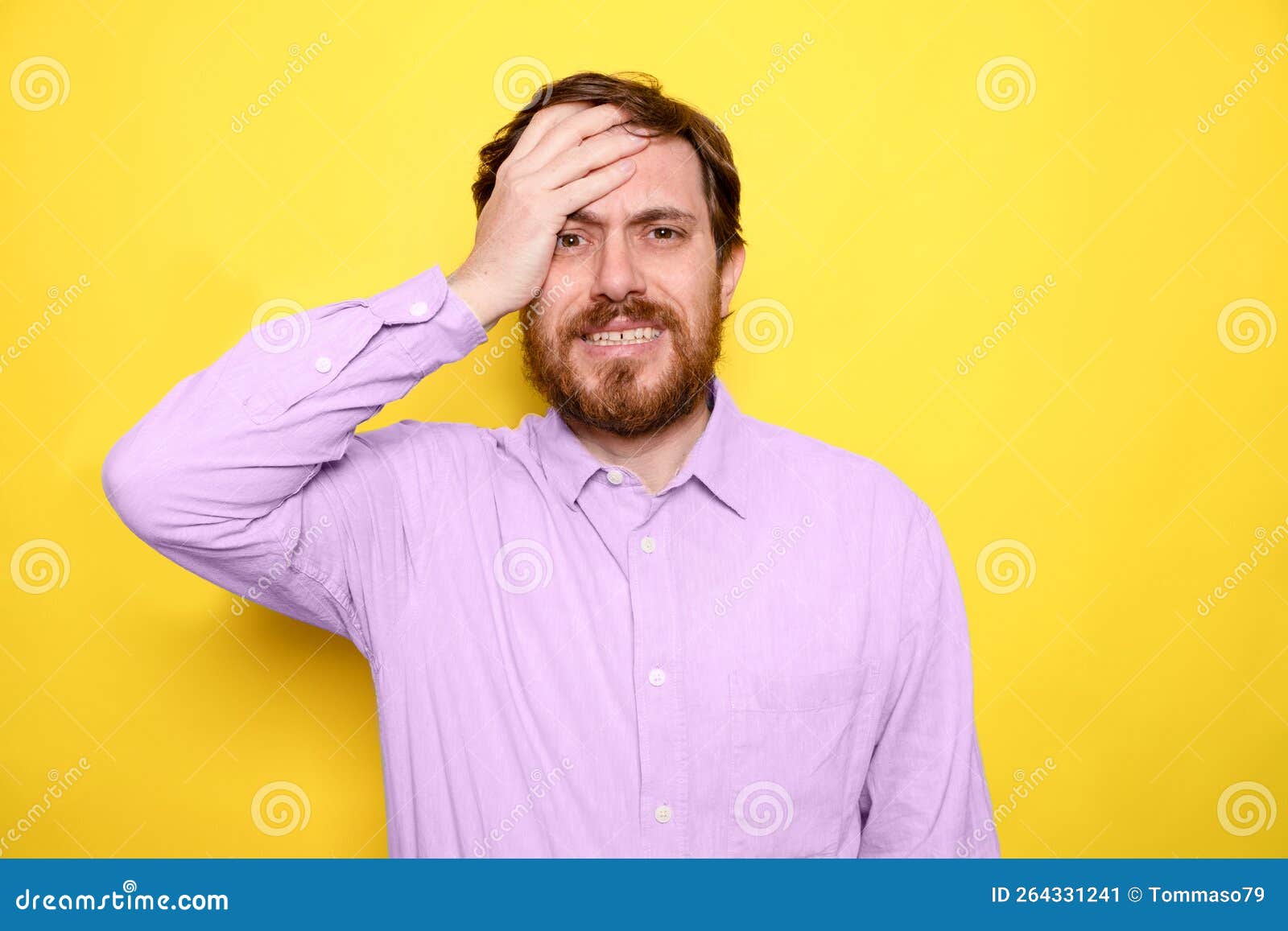 Man Surprised with Hand on Head for Mistake, Remember Error and Bad ...