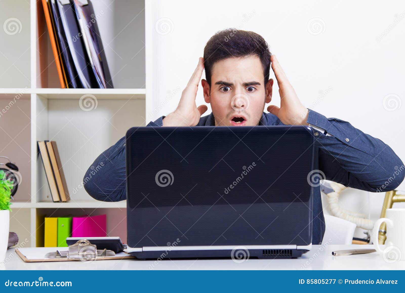 Man Surprised Looking Computer Stock Image - Image of profitability ...