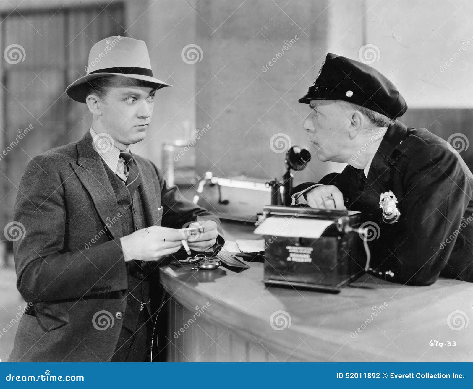 Man with Surprised Policeman Stock Photo - Image of astonishment ...