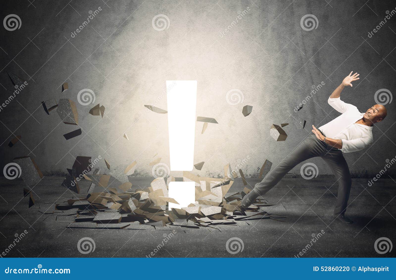 Man surprised by solution stock photo. Image of light - 52860220