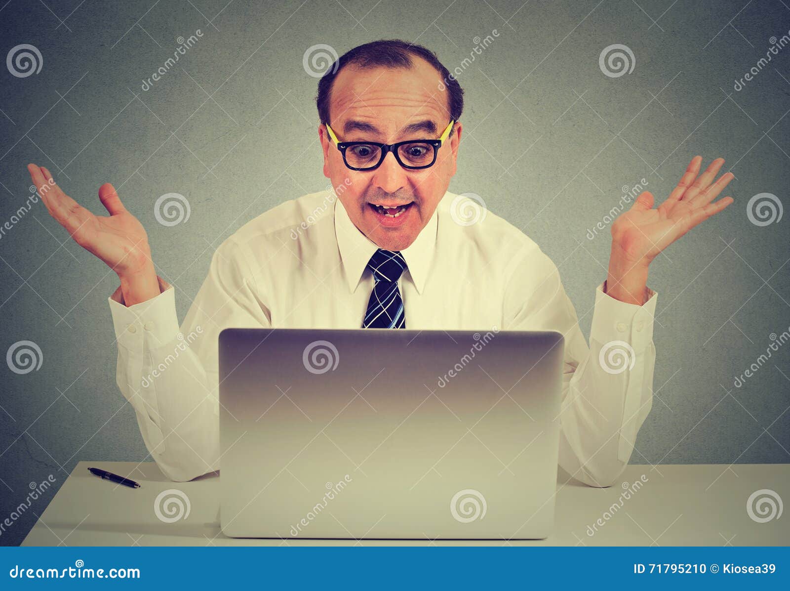 Man is Surprised while Using a Computer Stock Photo - Image of laptop ...