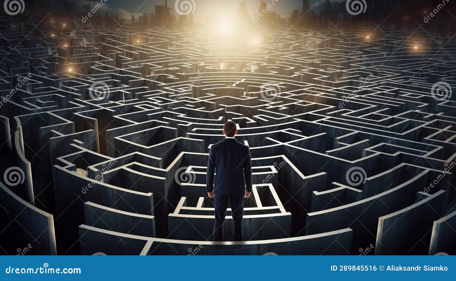Man in Surreal Maze, Facing Labyrinth Challenge, Complex Problem ...