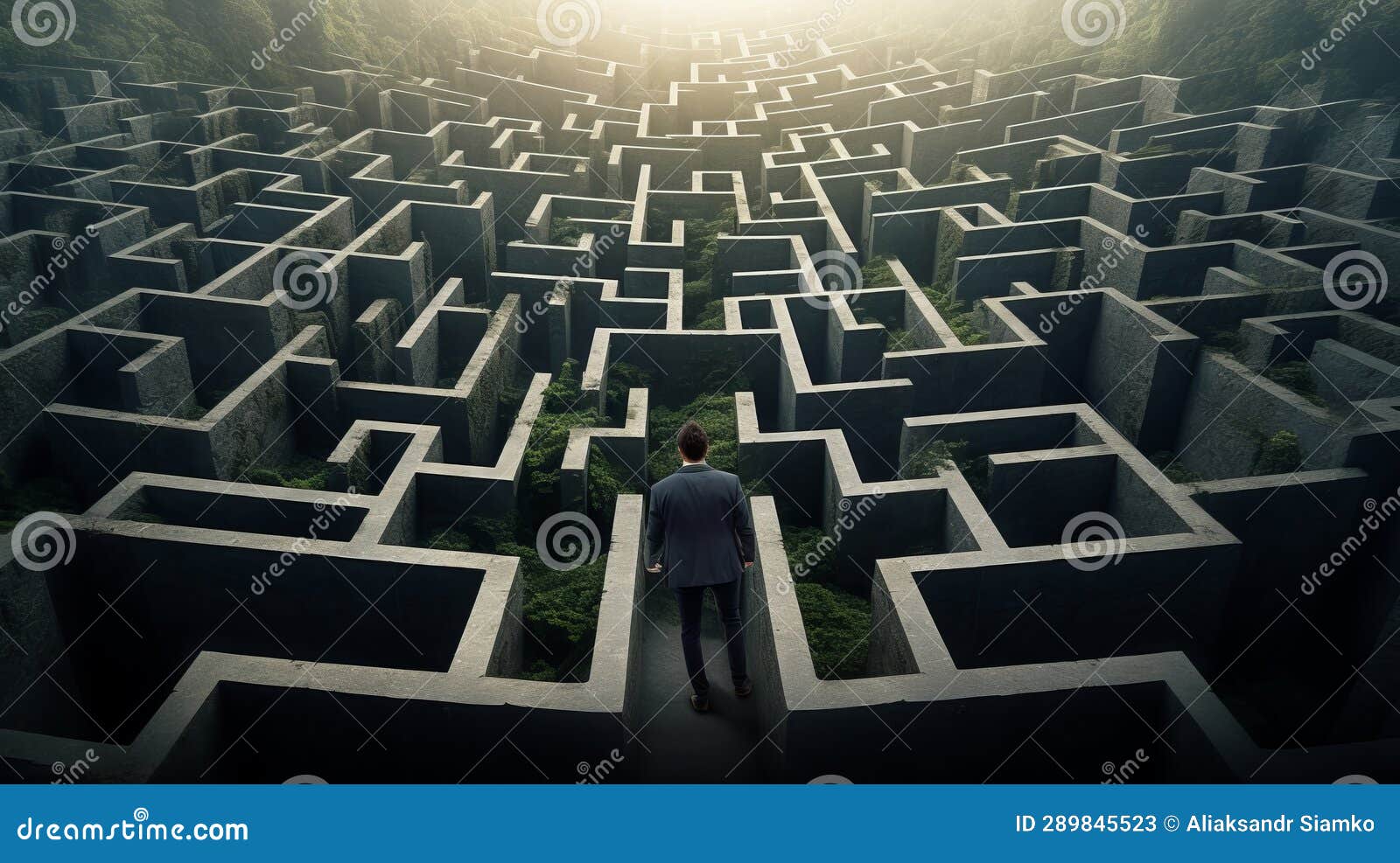 Man in Surreal Maze, Facing Labyrinth Challenge, Complex Problem ...