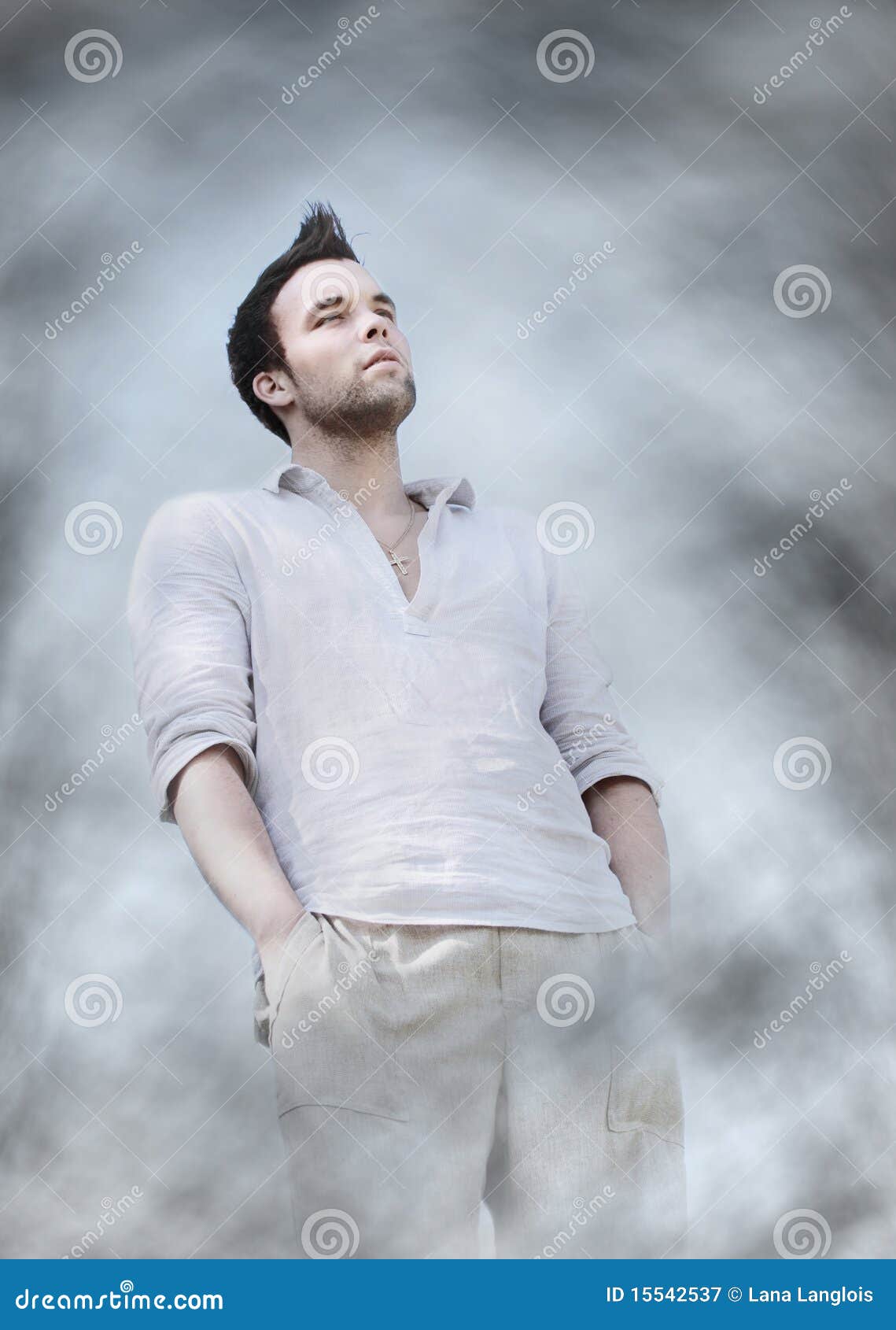 Man surrounded by clouds stock image. Image of cloud - 15542537