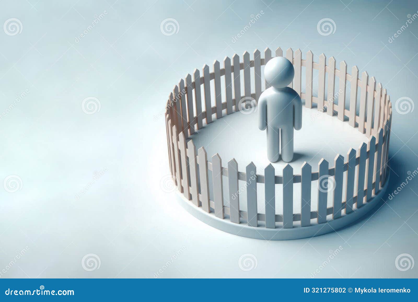 A Man Surrounded by a Fence. Space for Text. Stock Photo - Image of ...