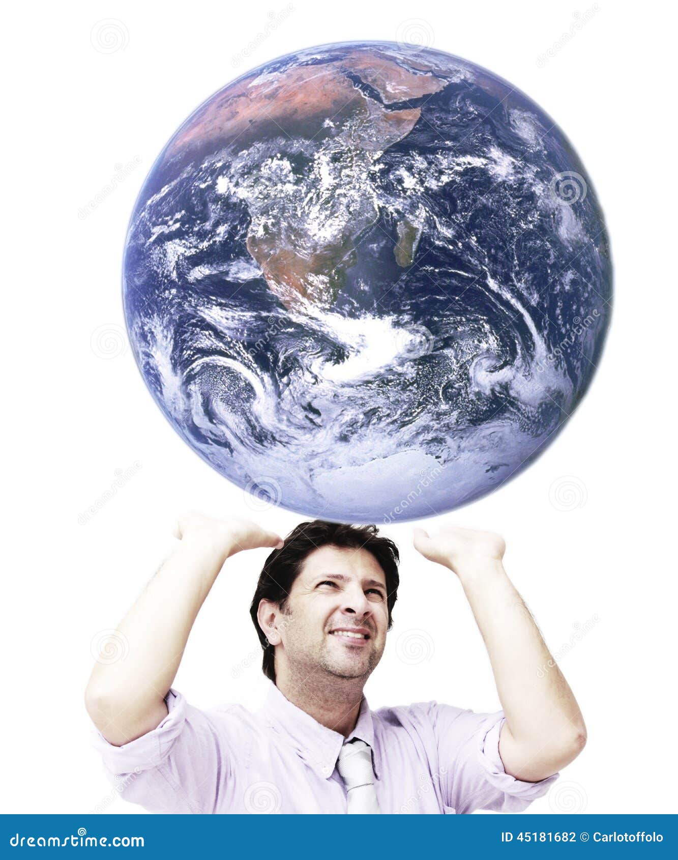 Man Sustaining the World (world Image is from NASA) Stock Photo - Image ...
