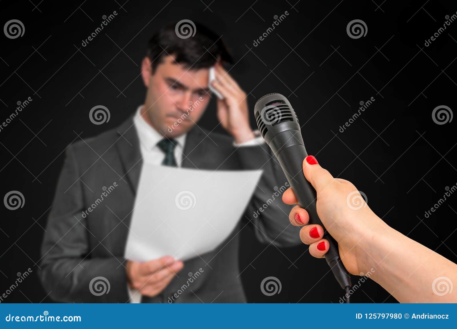 Man is Sweating, he Afraid of Public Speech Stock Photo - Image of ...
