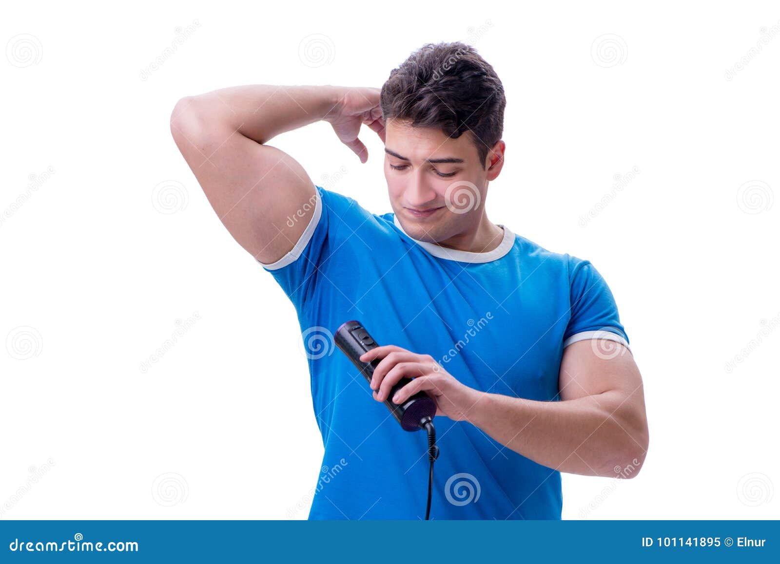 Man Sweating Excessively Smelling Bad Isolated on White Backgrou Stock ...