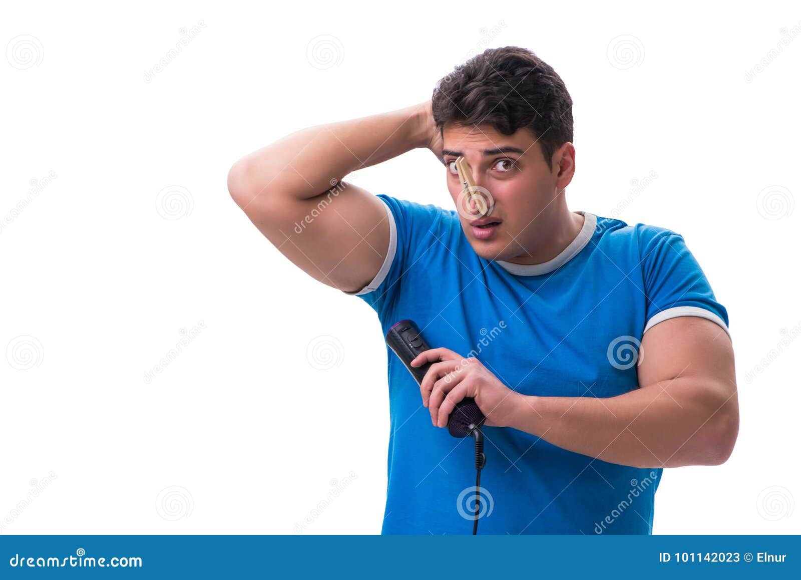 Man Sweating Excessively Smelling Bad Isolated on White Backgrou Stock ...