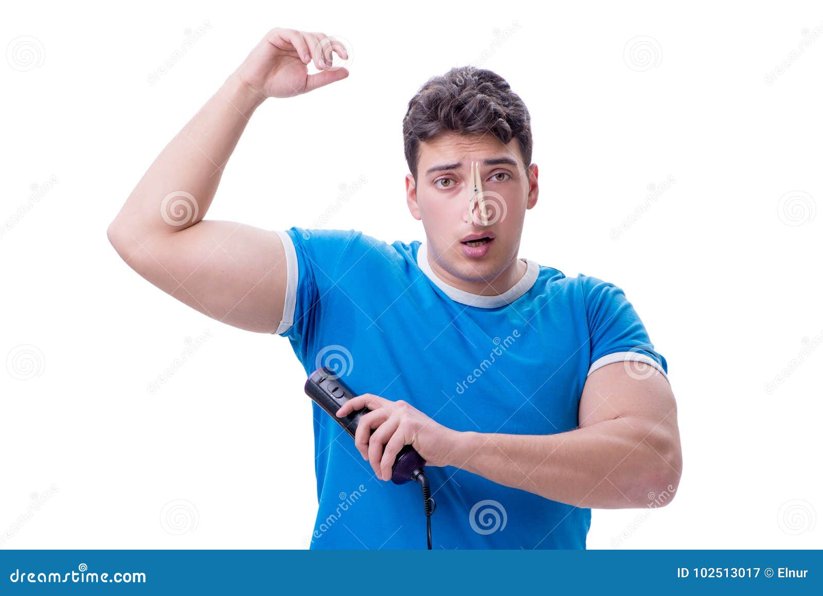 Man Sweating Excessively Smelling Bad Isolated on White Backgrou Stock ...
