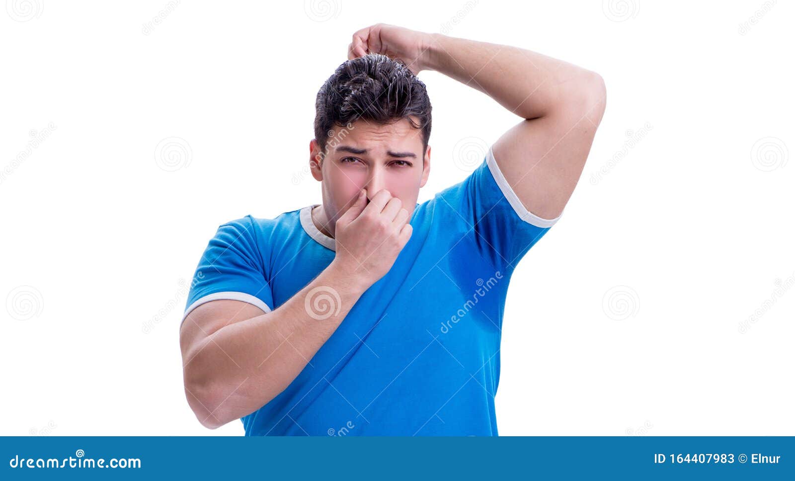 Man Sweating Excessively Smelling Bad Isolated on White Backgrou Stock ...