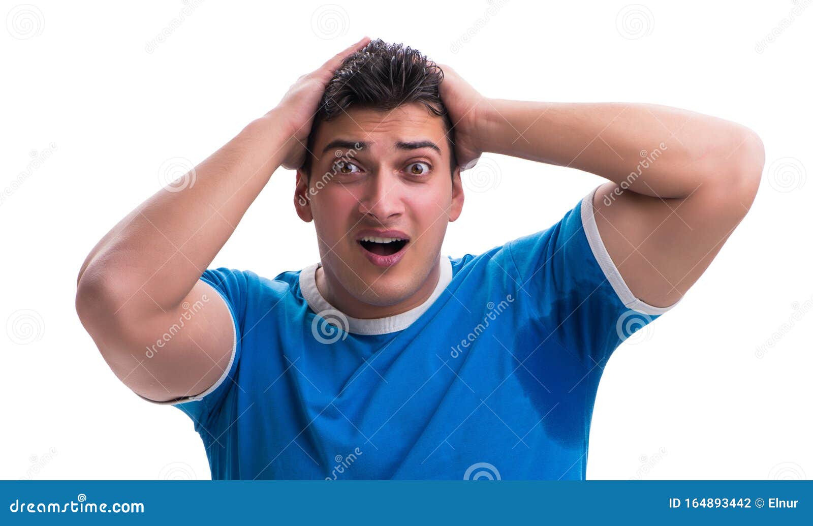 Man Sweating Excessively Smelling Bad Isolated on White Backgrou Stock ...