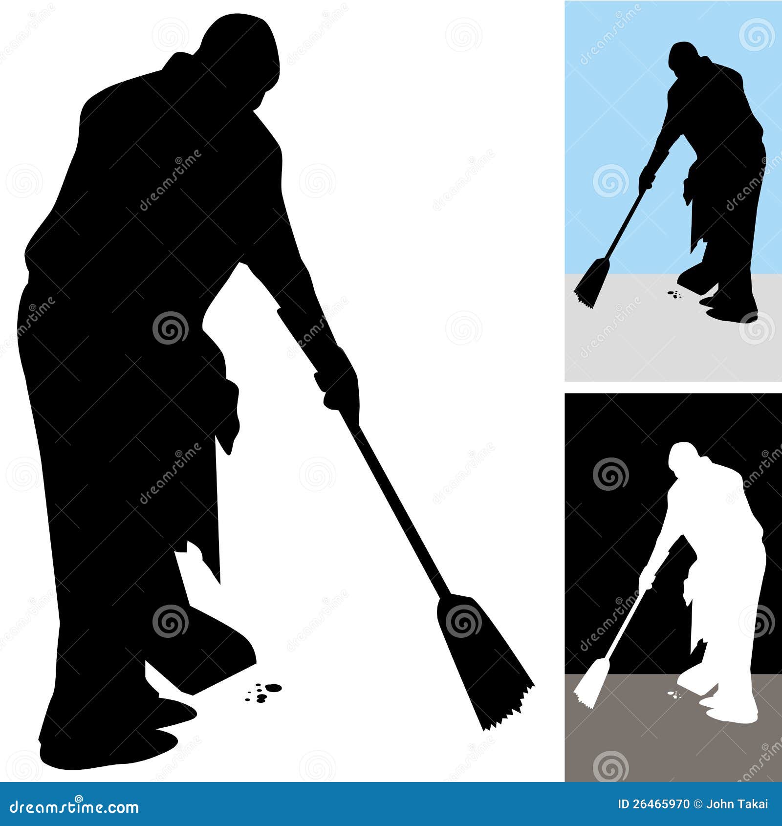Man Sweeping Floors stock vector. Illustration of white - 26465970