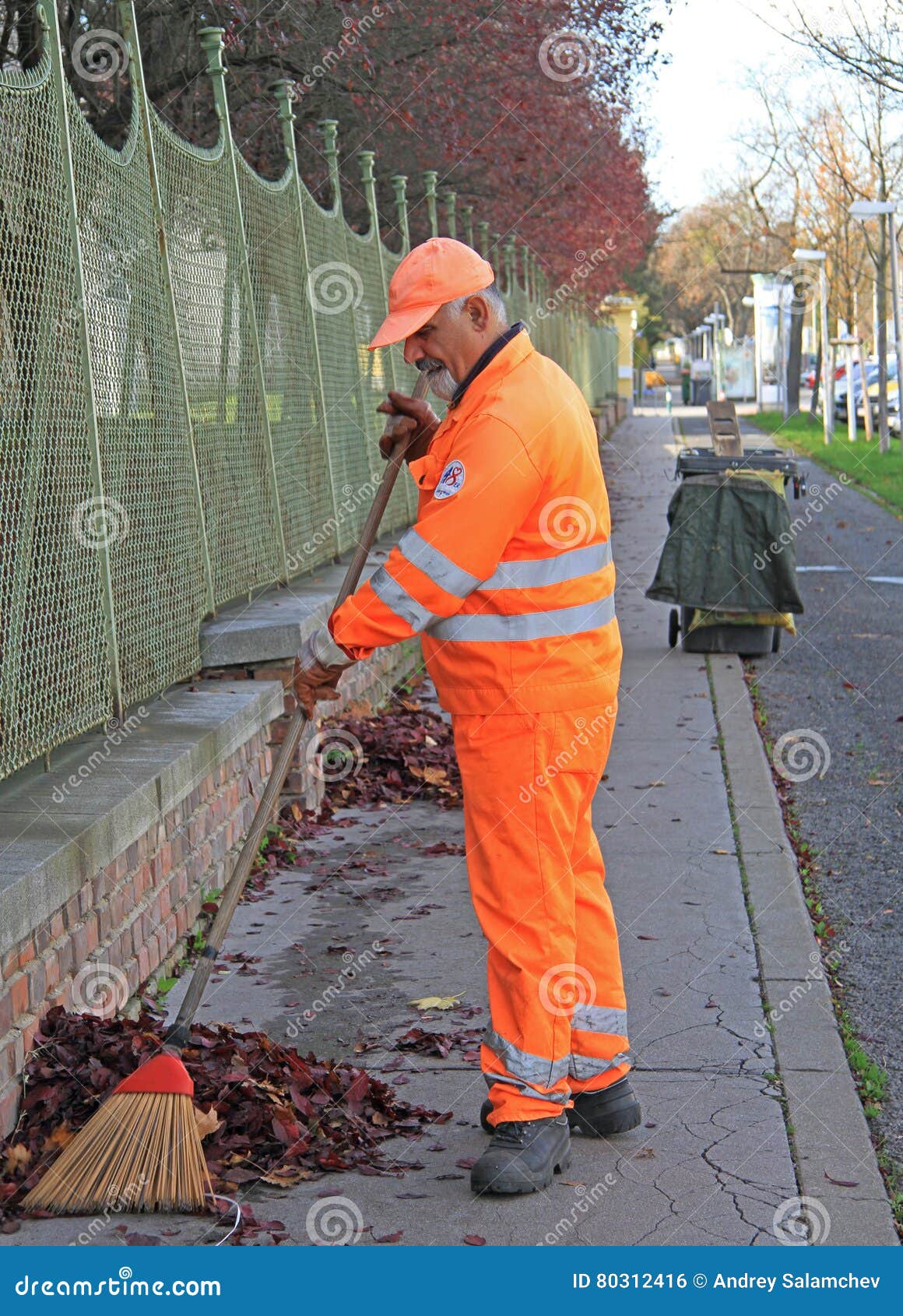 Man is Sweeping Outdoor in Vienna, Austria Editorial Photo - Image of ...