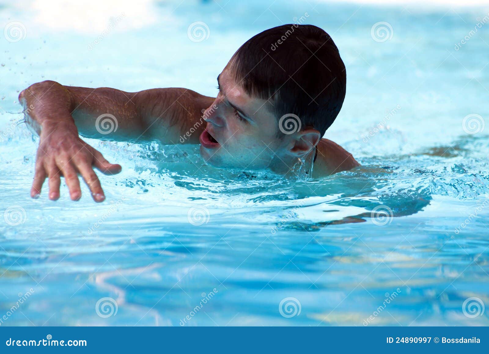Man swim blue water stock image. Image of competitive - 24890997