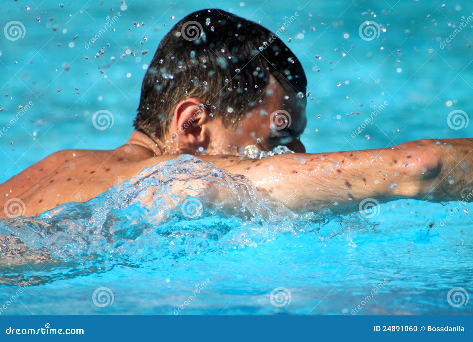 Man swim in blue water stock photo. Image of fresh, face - 24891060