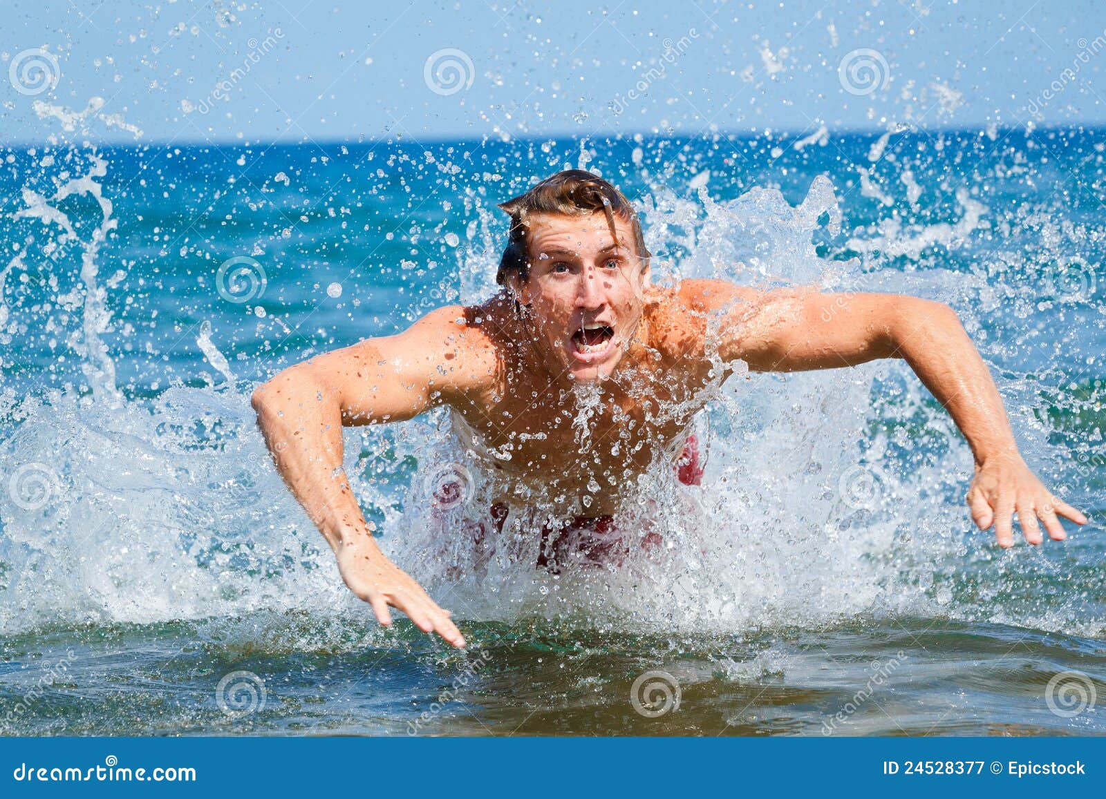 Man Swimming Butterfly Strokes Stock Image - Image of exercise, front ...