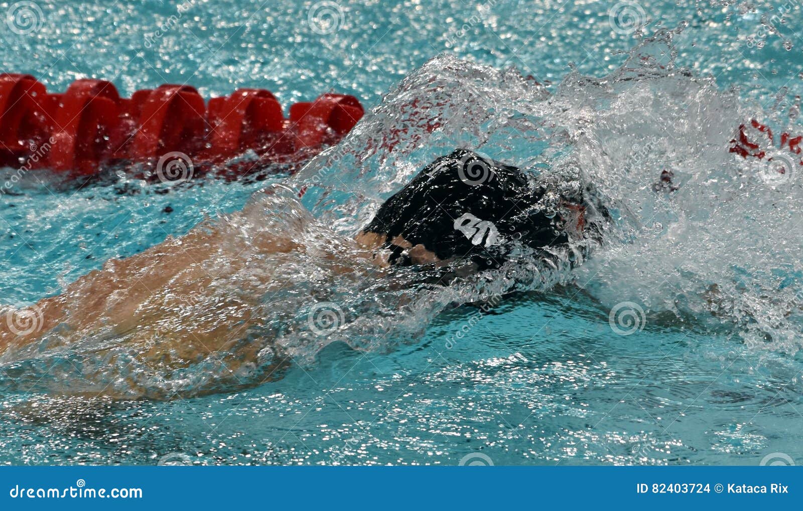 Man swimming freestyle. stock photo. Image of athlete - 82403724
