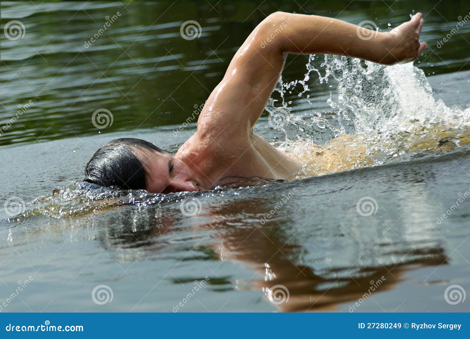 Man swimming in lake stock image. Image of refreshing - 27280249
