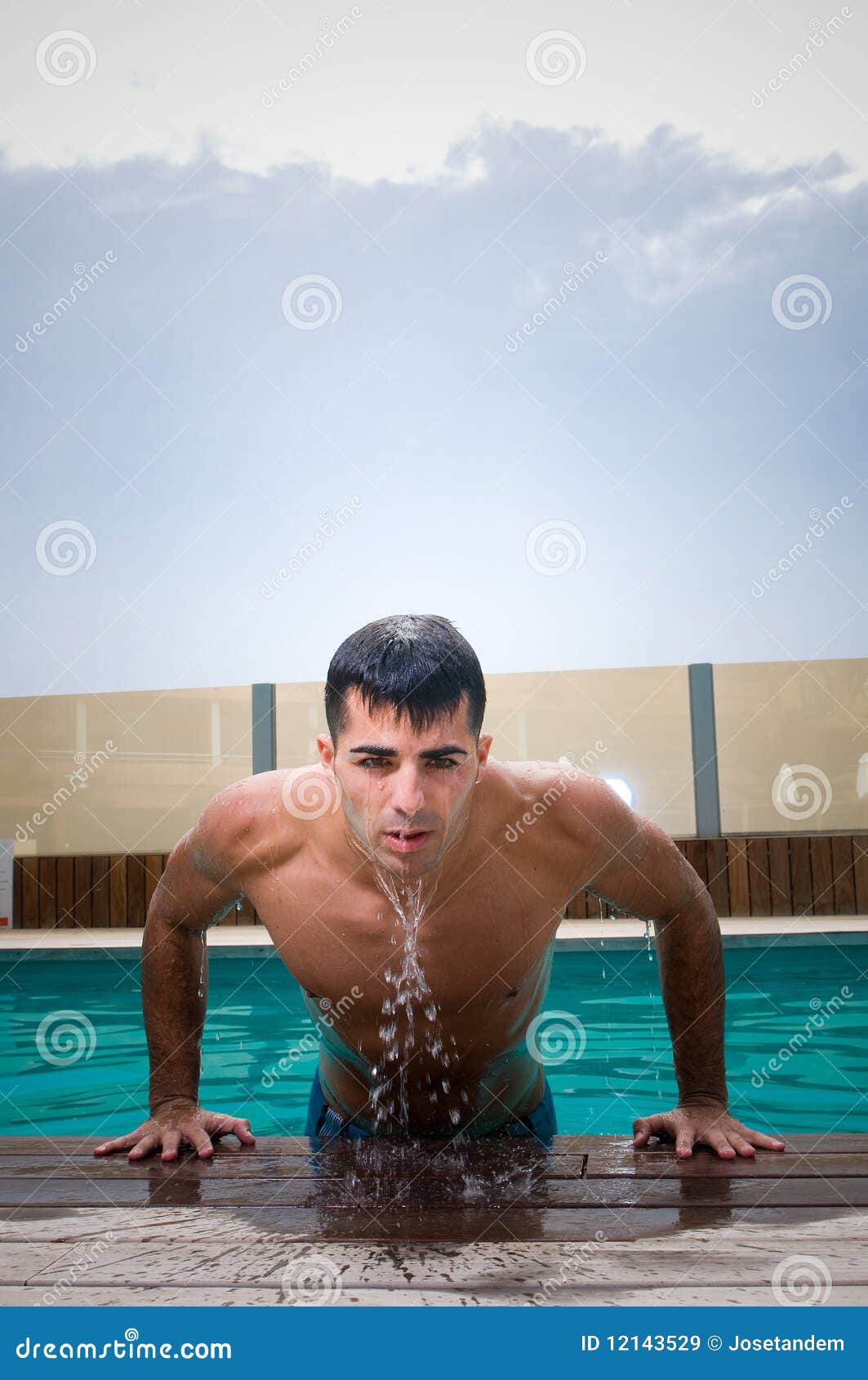Man in swimming pool stock image. Image of tree, resort - 12143529