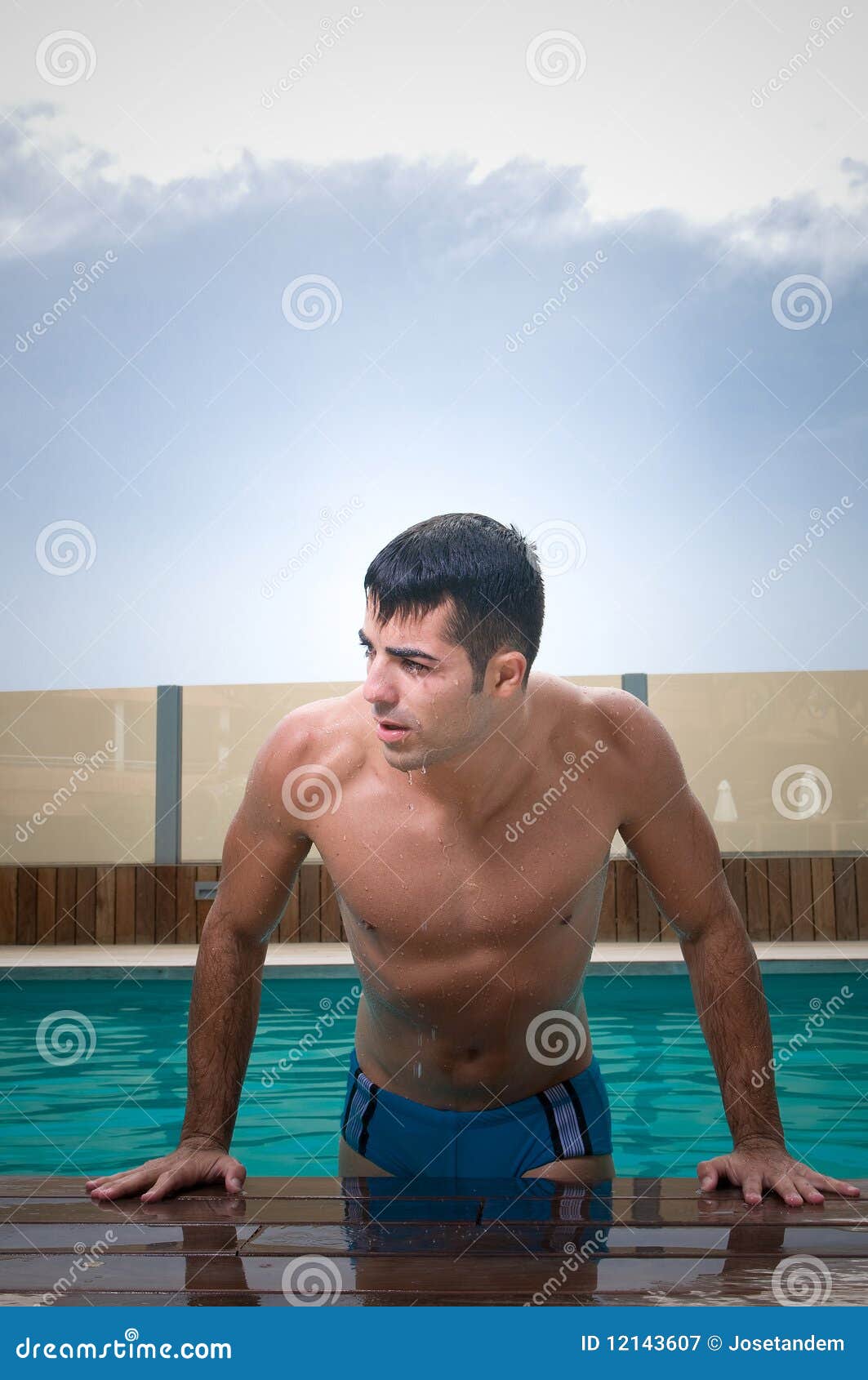 Man in swimming pool stock image. Image of reflexion - 12143607