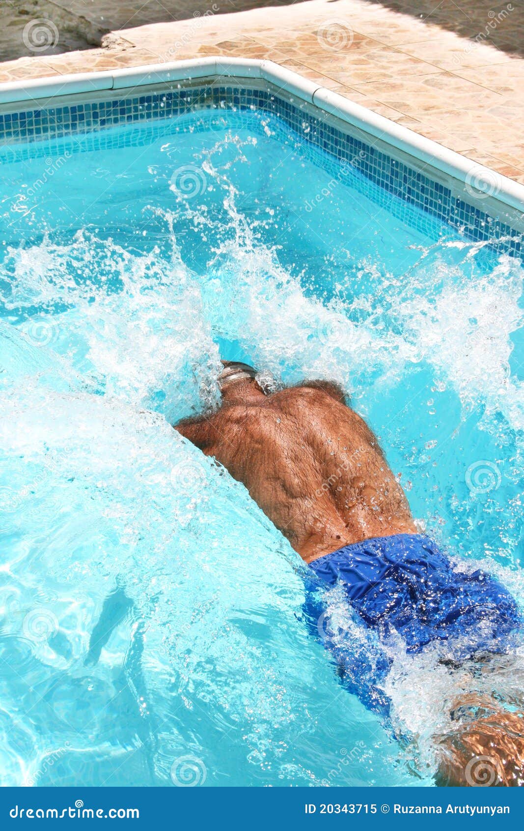Man in swimming pool stock image. Image of pool, back - 20343715