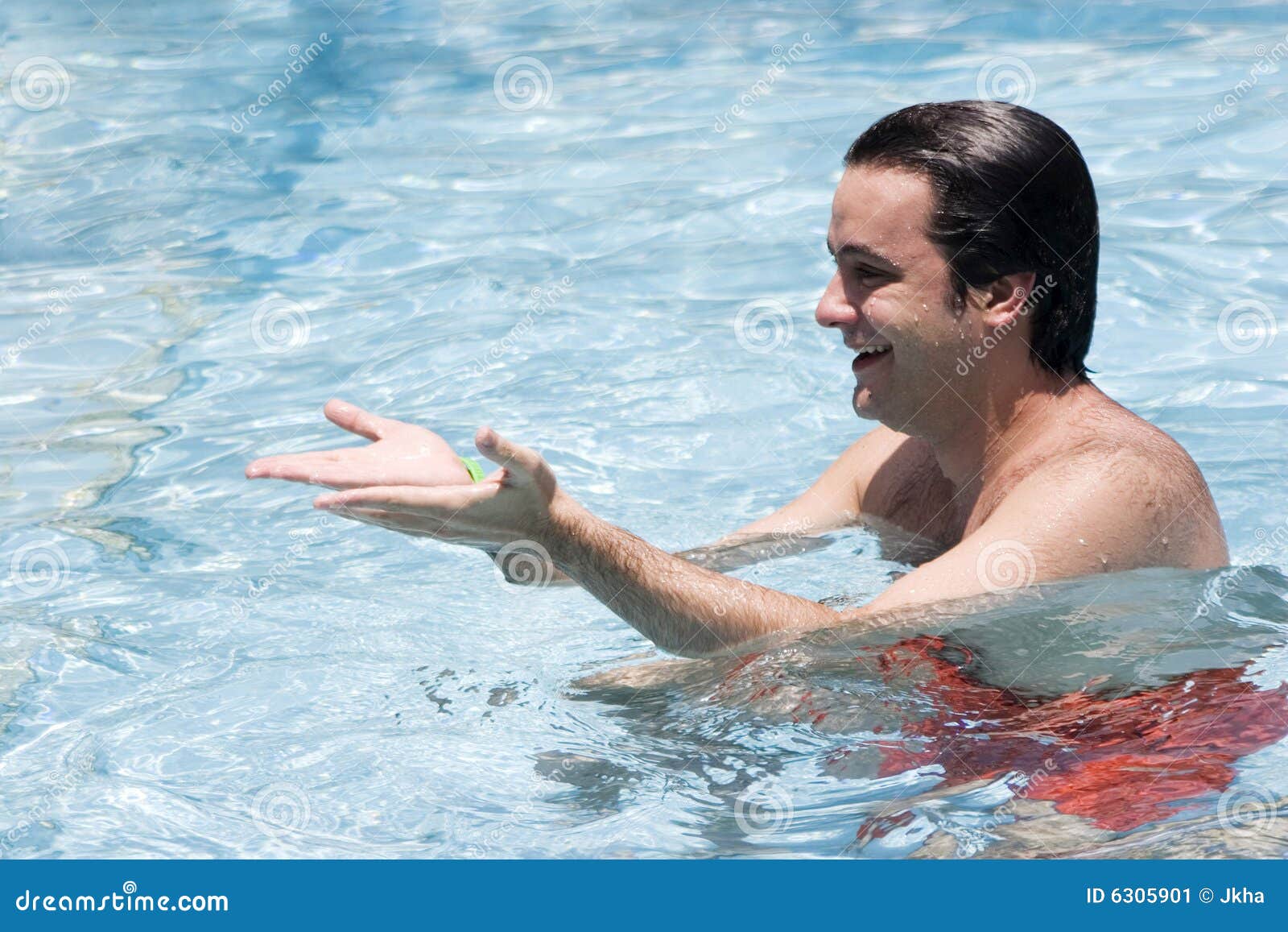 Man in swimming pool stock image. Image of parent, recreation - 6305901