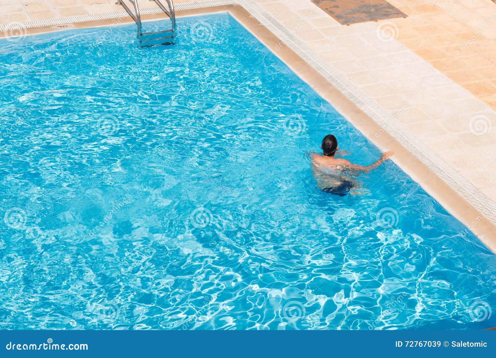 Man Swimming in the Pool Alone. Stock Image - Image of motion ...
