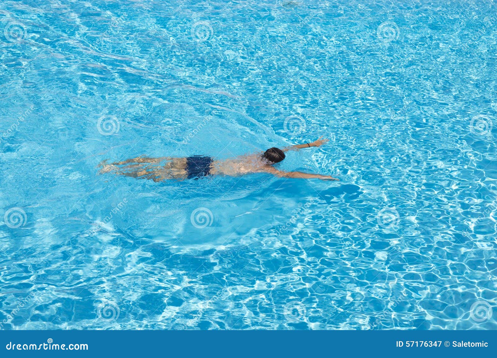 Man Swimming in the Pool Alone. Summer Vacation. Stock Image - Image of ...