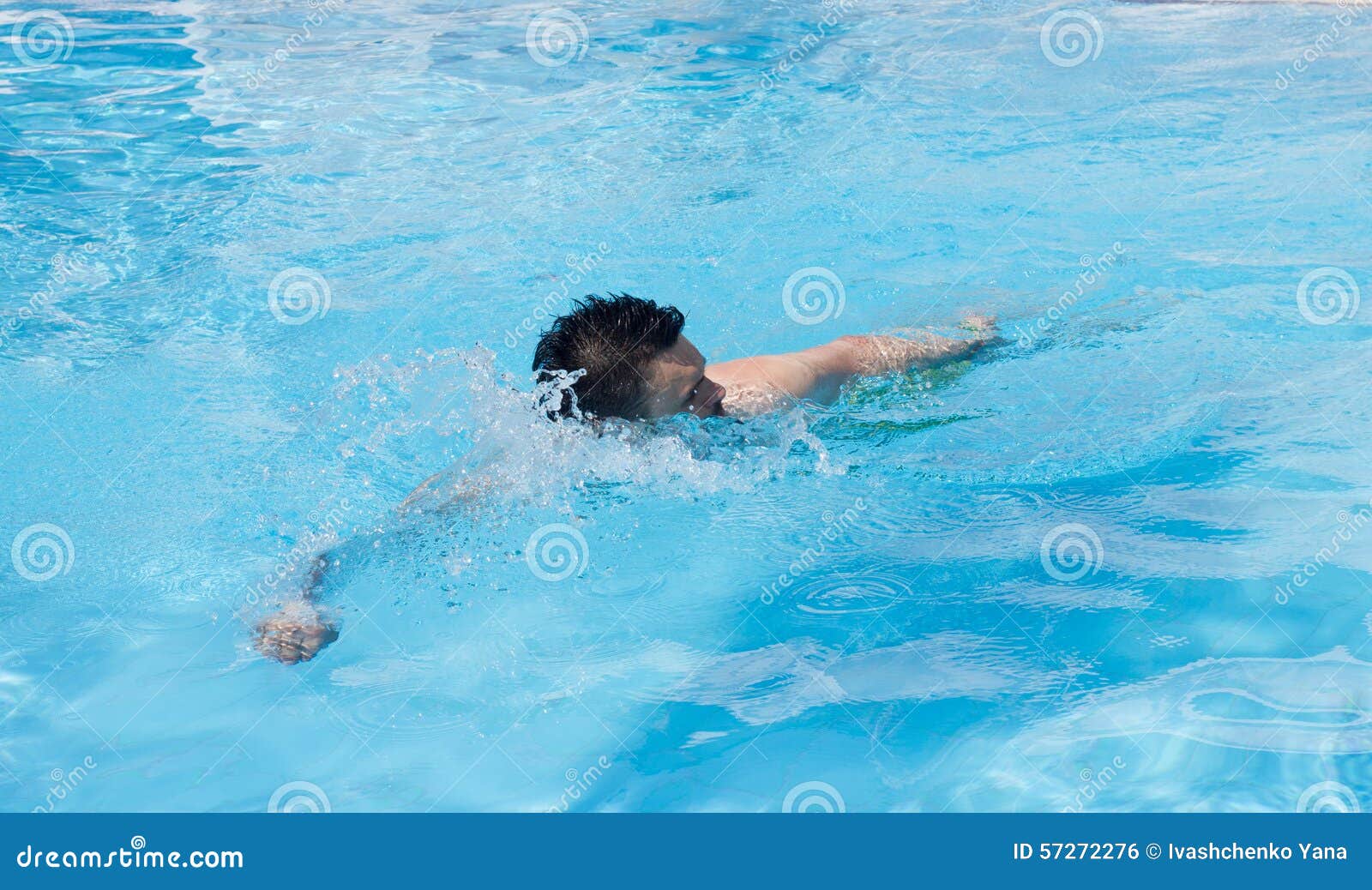 Man Swimming in the Pool. Blue Water, Summer, Stock Photo - Image of ...