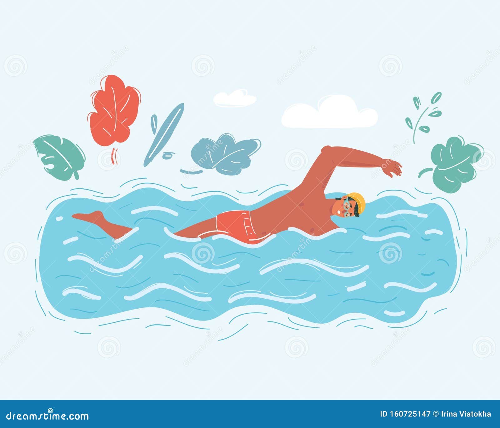Man swimming in pool stock illustration. Illustration of fast - 160725147