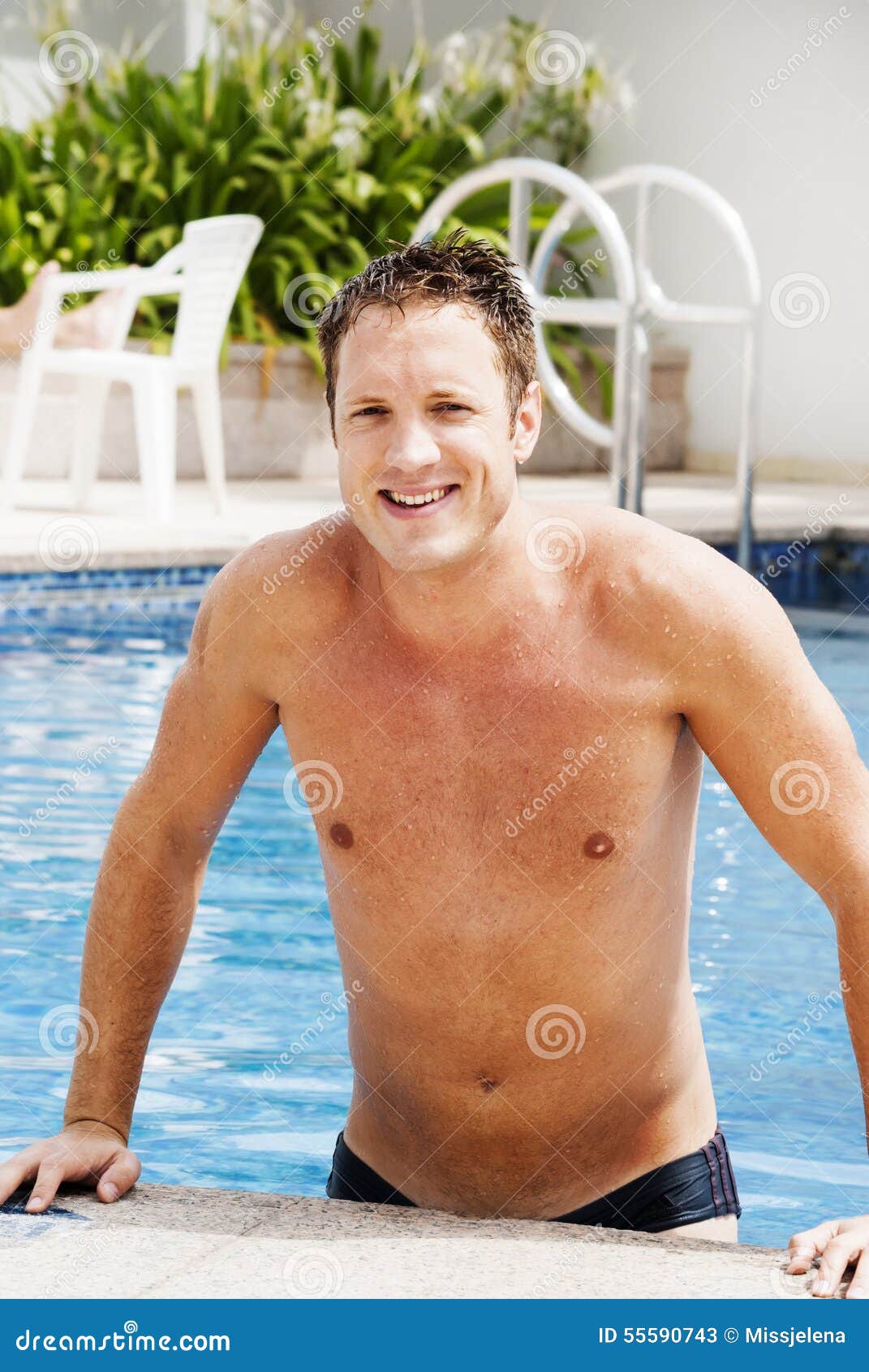 Man in the swimming pool stock image. Image of resort - 55590743