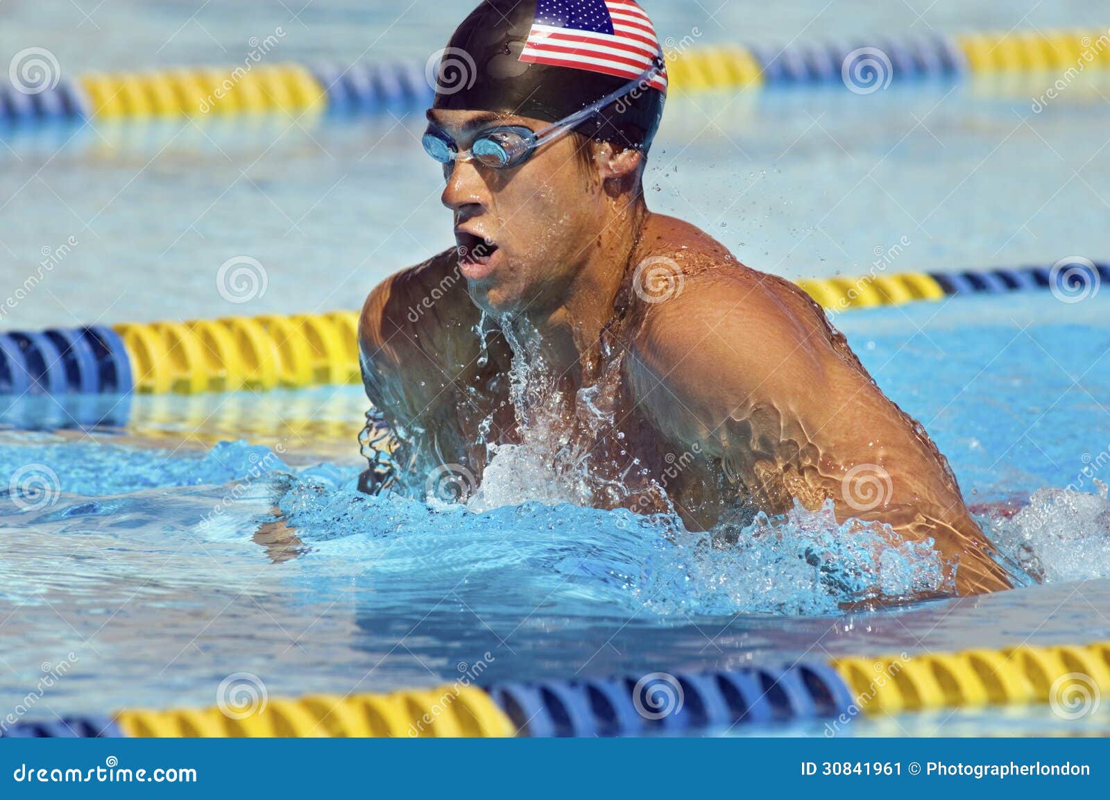 Man Swimming in Pool stock image. Image of fitness, adult - 30841961