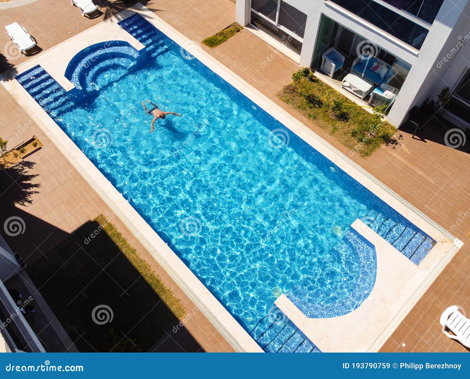 Man Swimming in the Pool Top Down View Editorial Stock Image - Image of ...