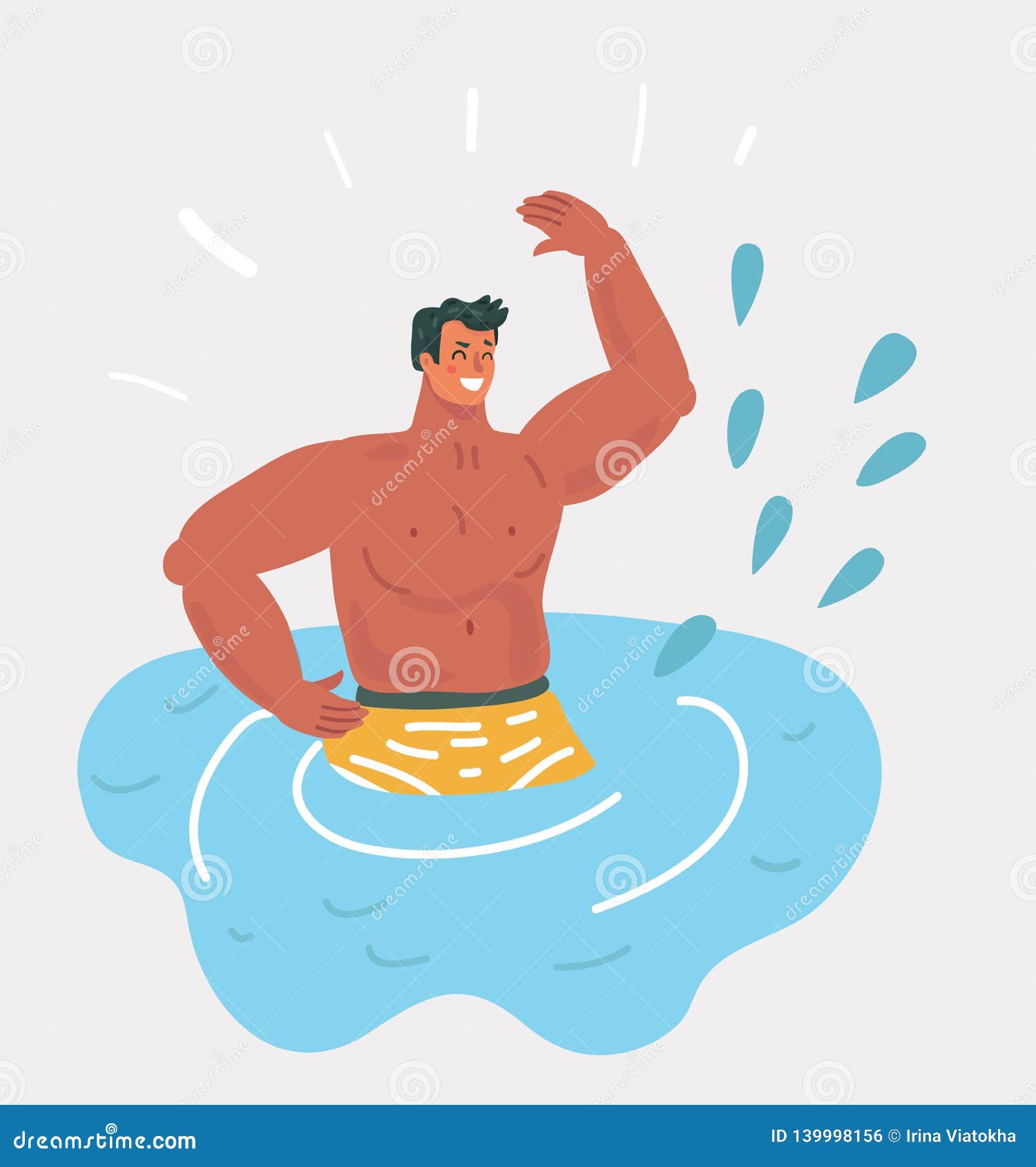 Man swimming in the pool stock illustration. Illustration of style ...