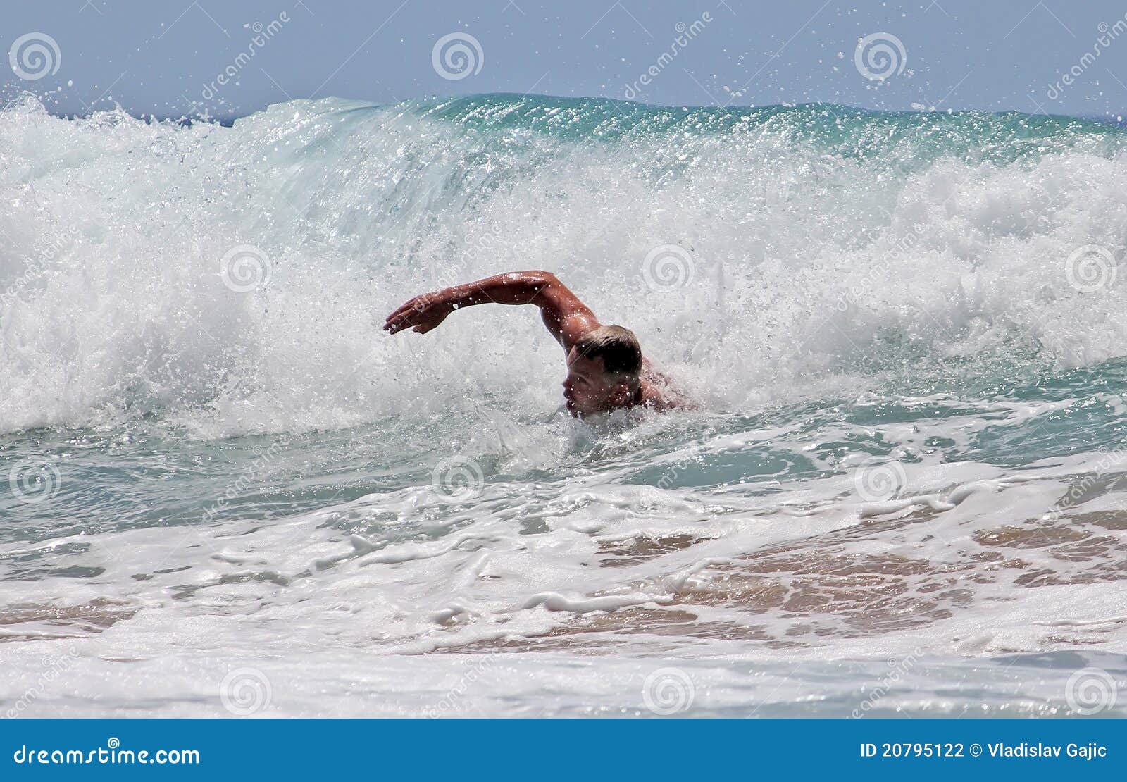 Man swimming in the sea stock photo. Image of nature - 20795122