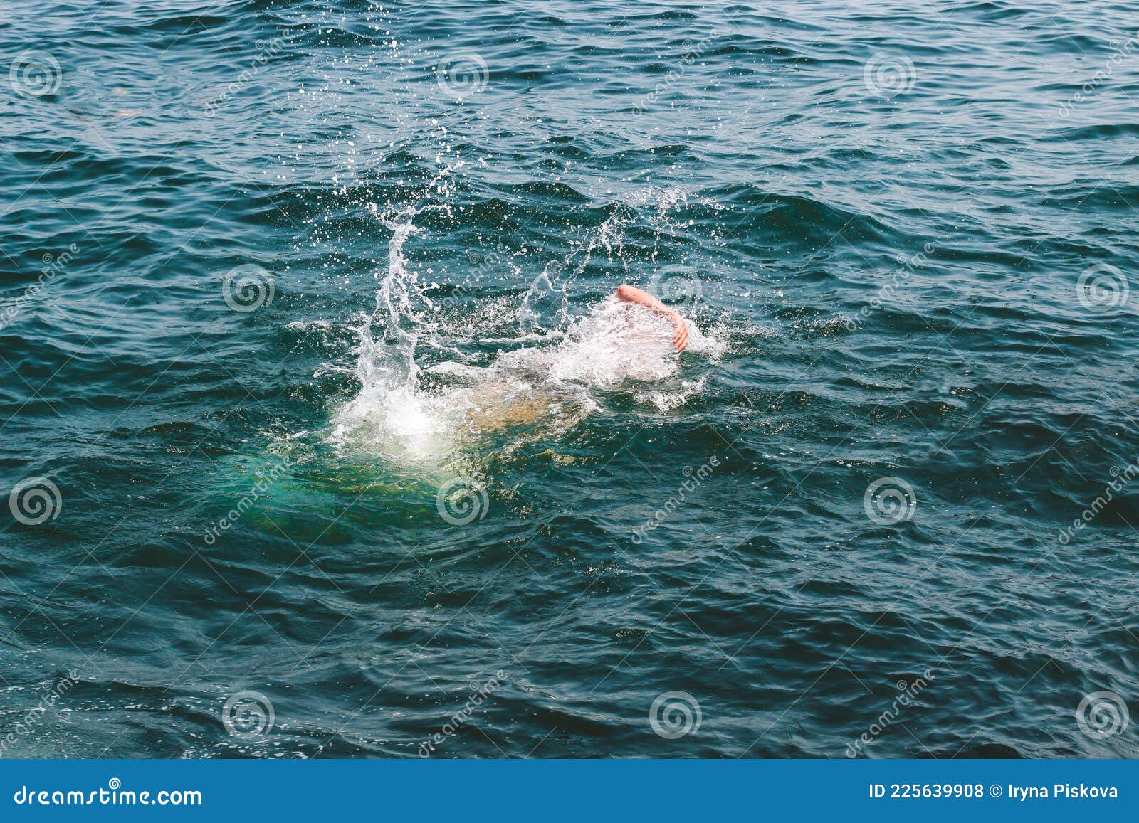 Man Swimming in the Sea, Splashing Water. Stock Photo - Image of ...