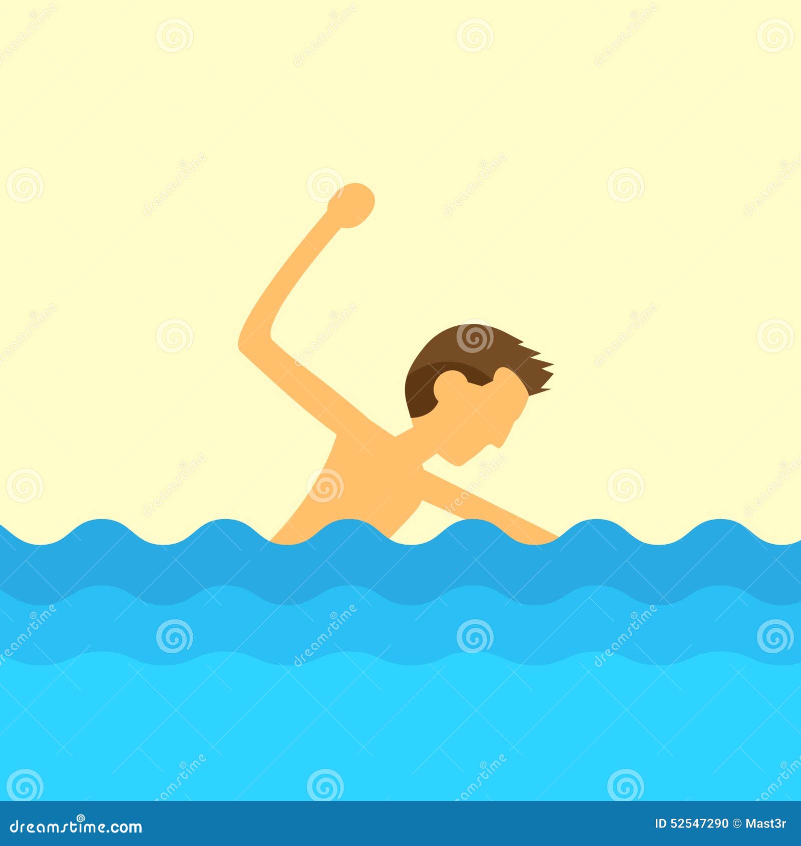 Man Swimming Water Flat Design Vector Stock Vector - Illustration of ...