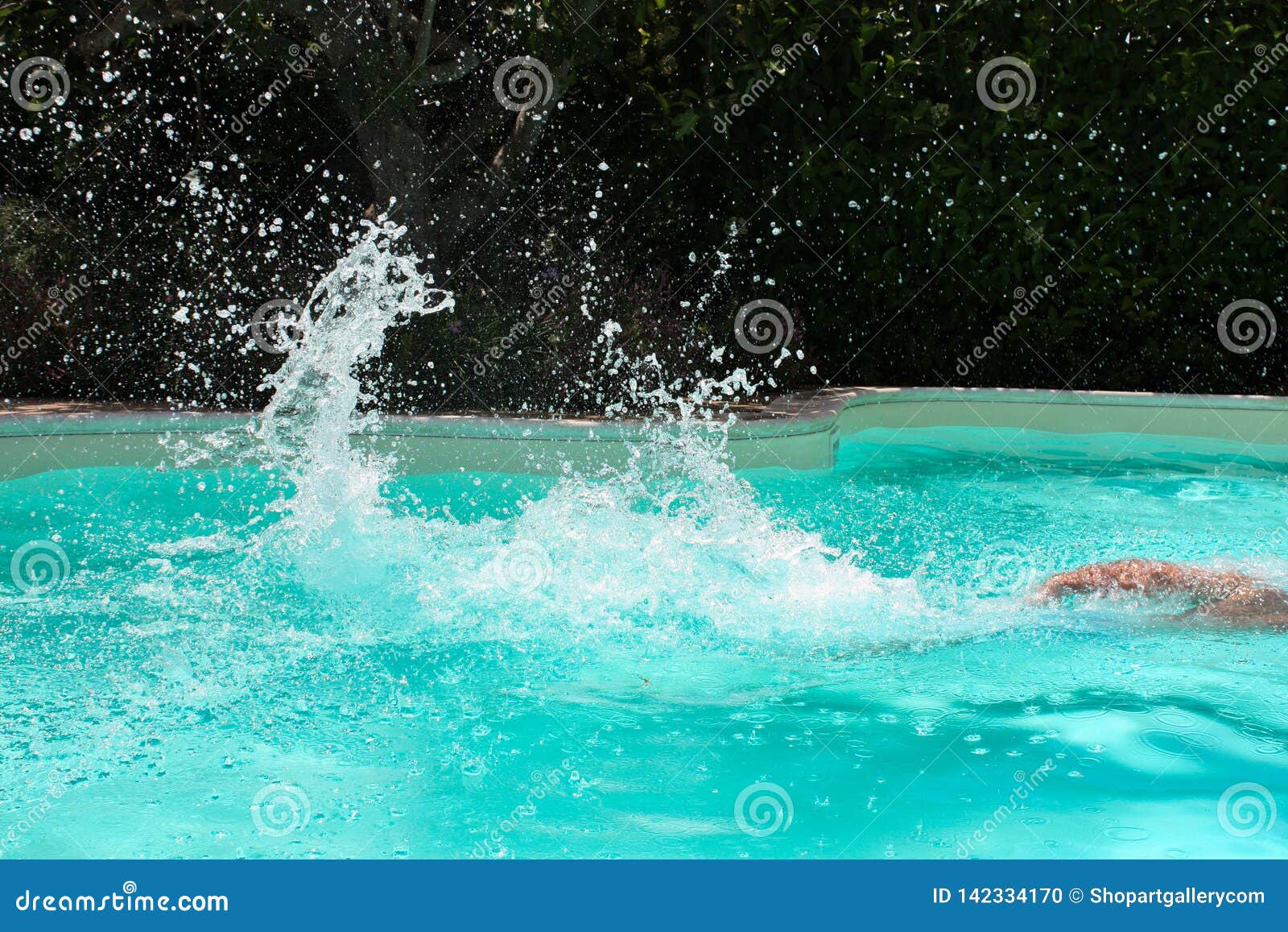 Man Swims with Water Splash Stock Photo - Image of fresh, concept ...