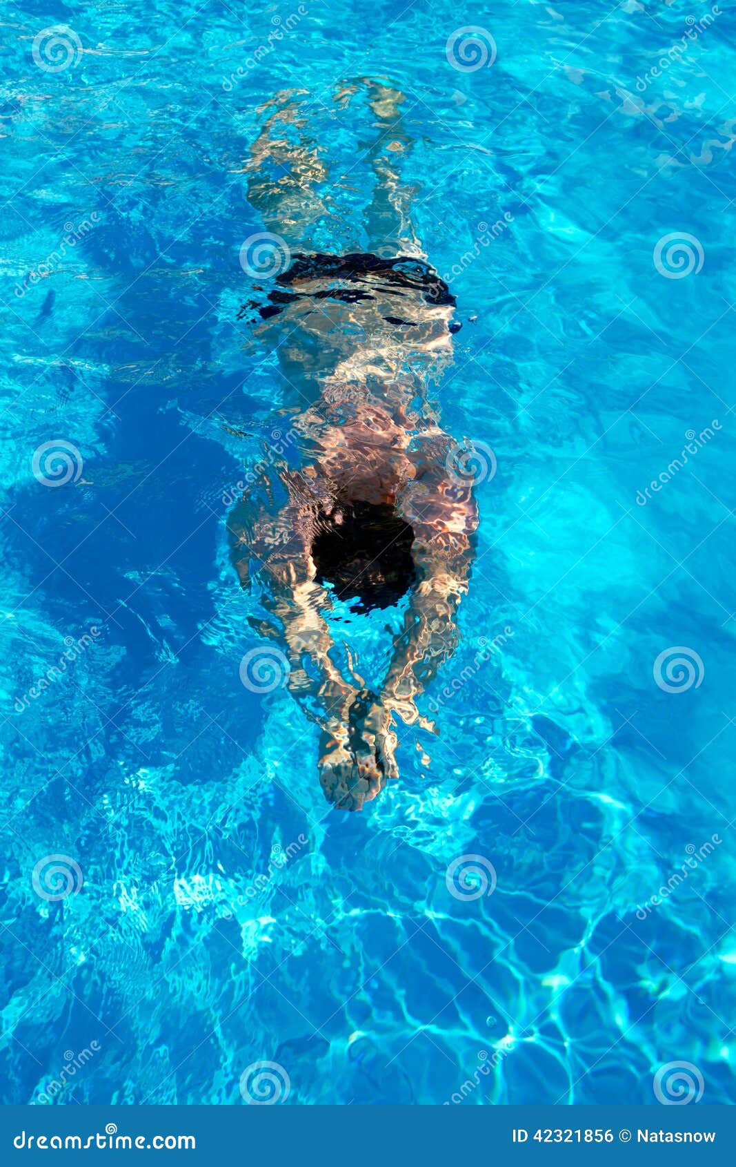 Man with Swimsuit Swimming on a Blue Water Pool Stock Photo - Image of ...