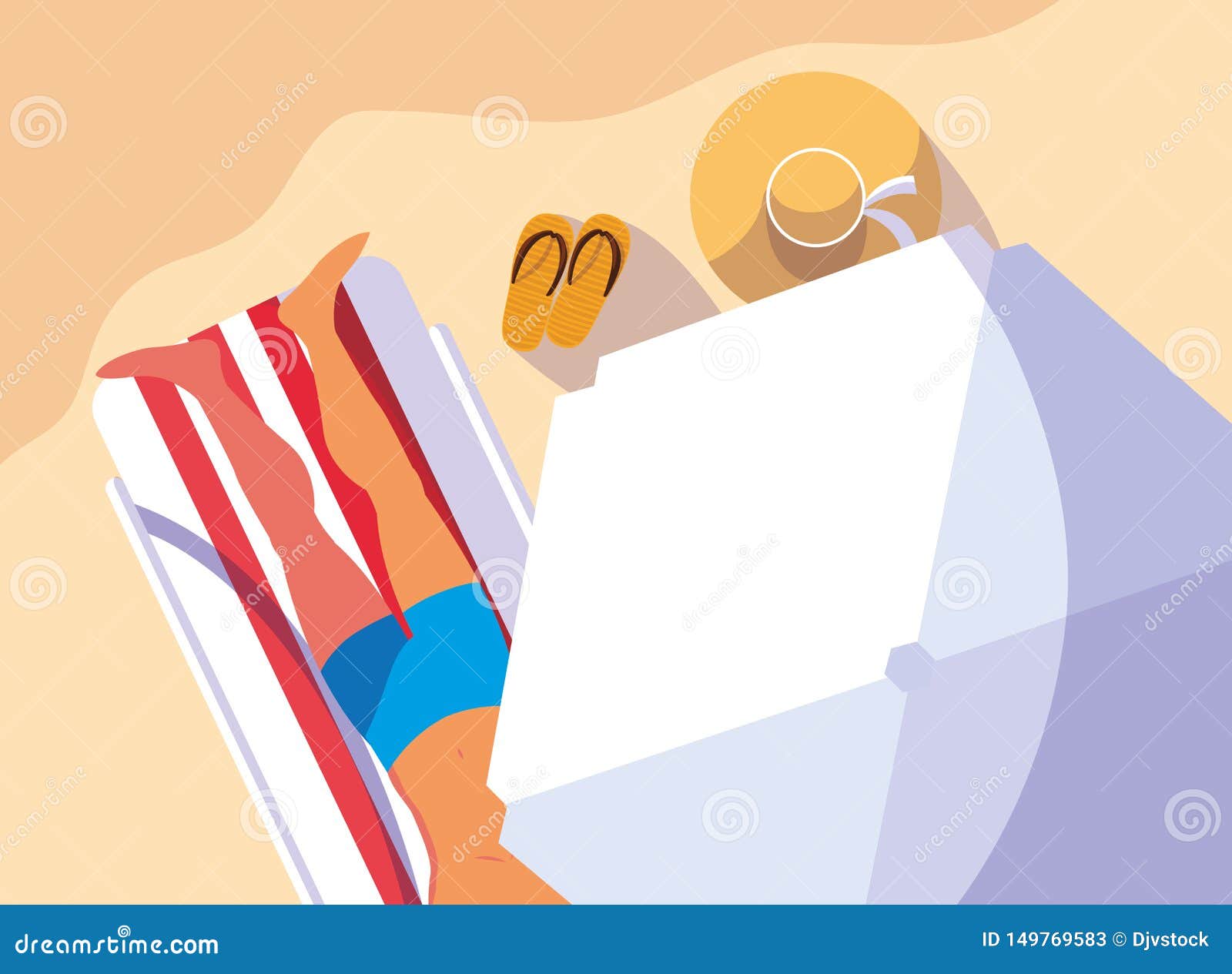 Man with Swimsuit Tanning Beach Stock Illustration - Illustration of ...