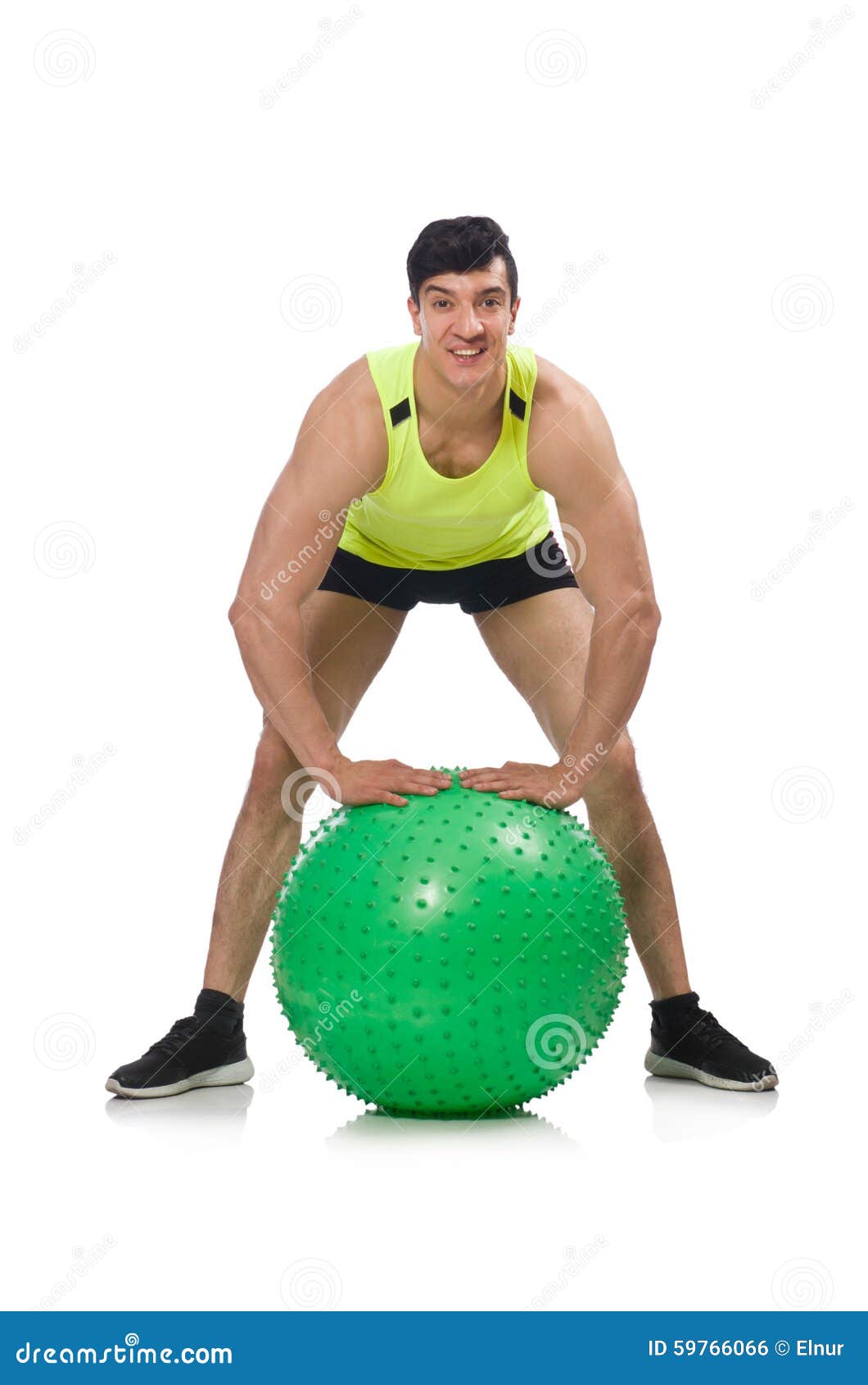 Man with Swiss Ball Isolated on White Stock Photo - Image of lifestyle ...