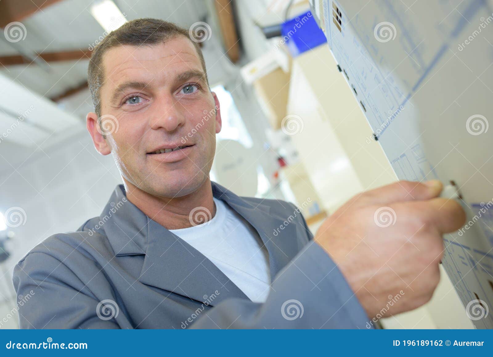 Man with switch stock photo. Image of business, employee - 196189162