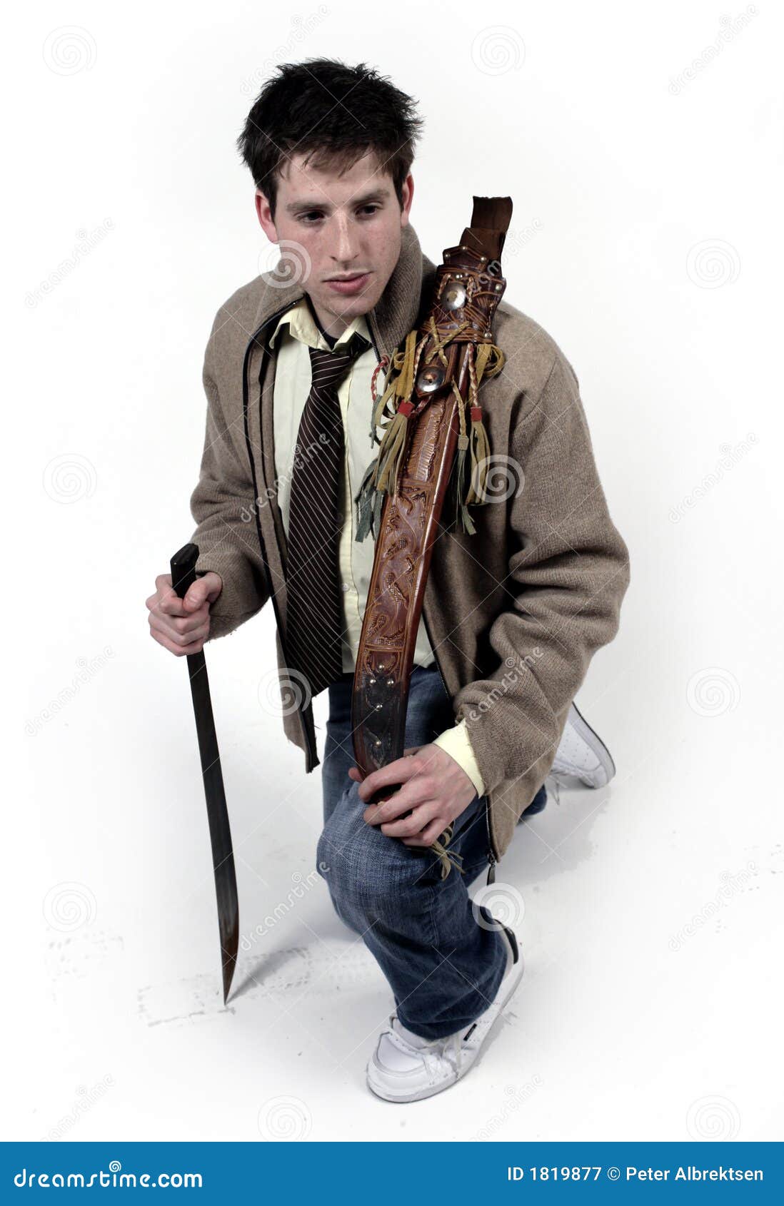 Man with sword stock image. Image of white, pose, shoes - 1819877